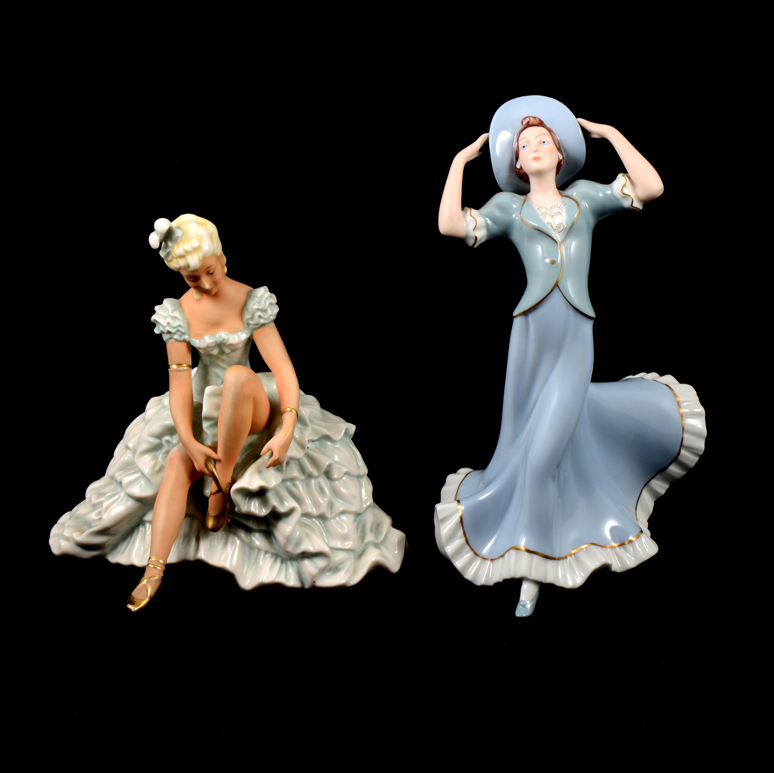 Lot 14 - Four Royal Dux porcelain dancer figurines,