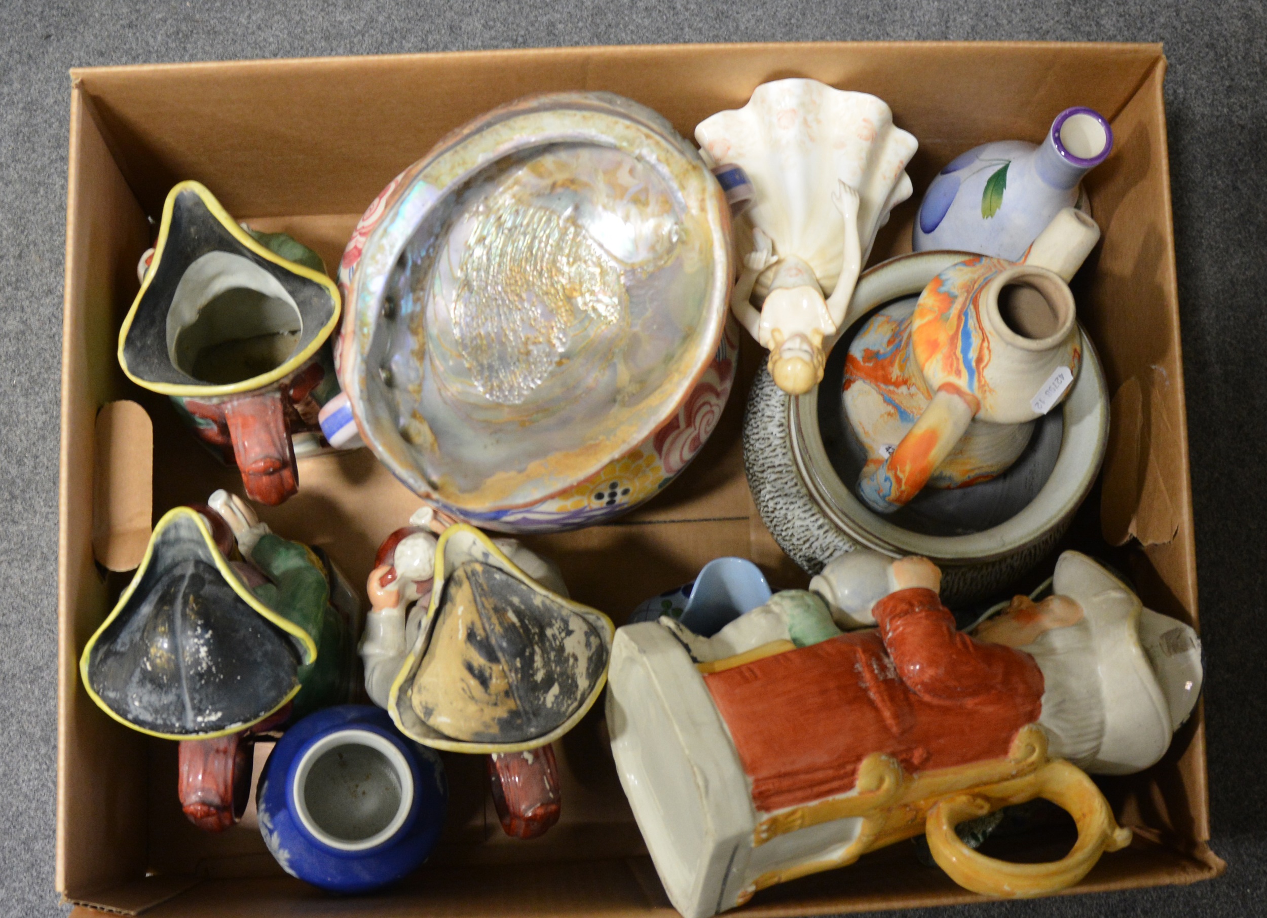 Lot 18 - Four Staffordshire Toby jugs, Wedgwood Jasper