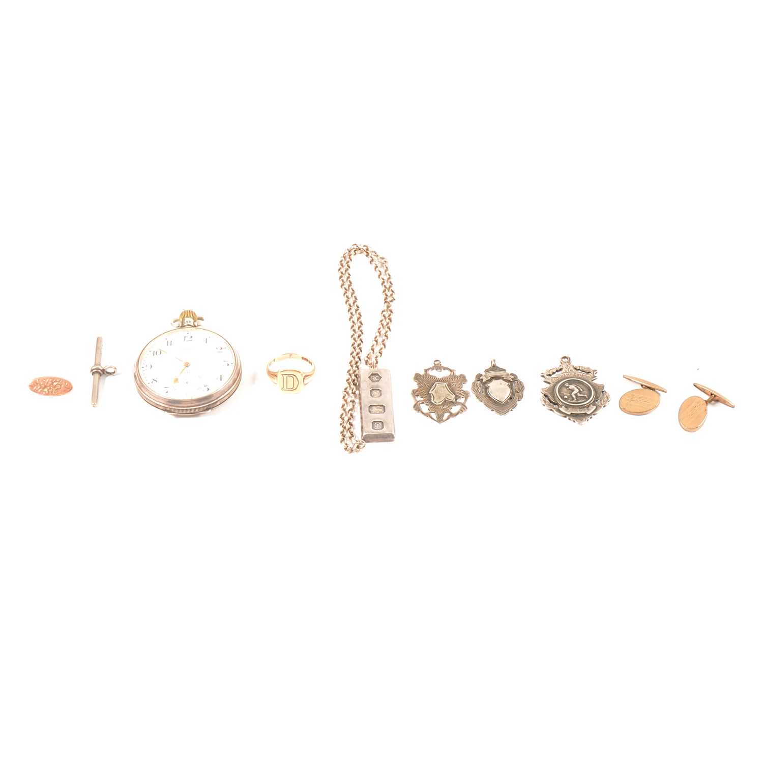 Lot 353 - A Limit silver pocket watch, 1oz ingot and