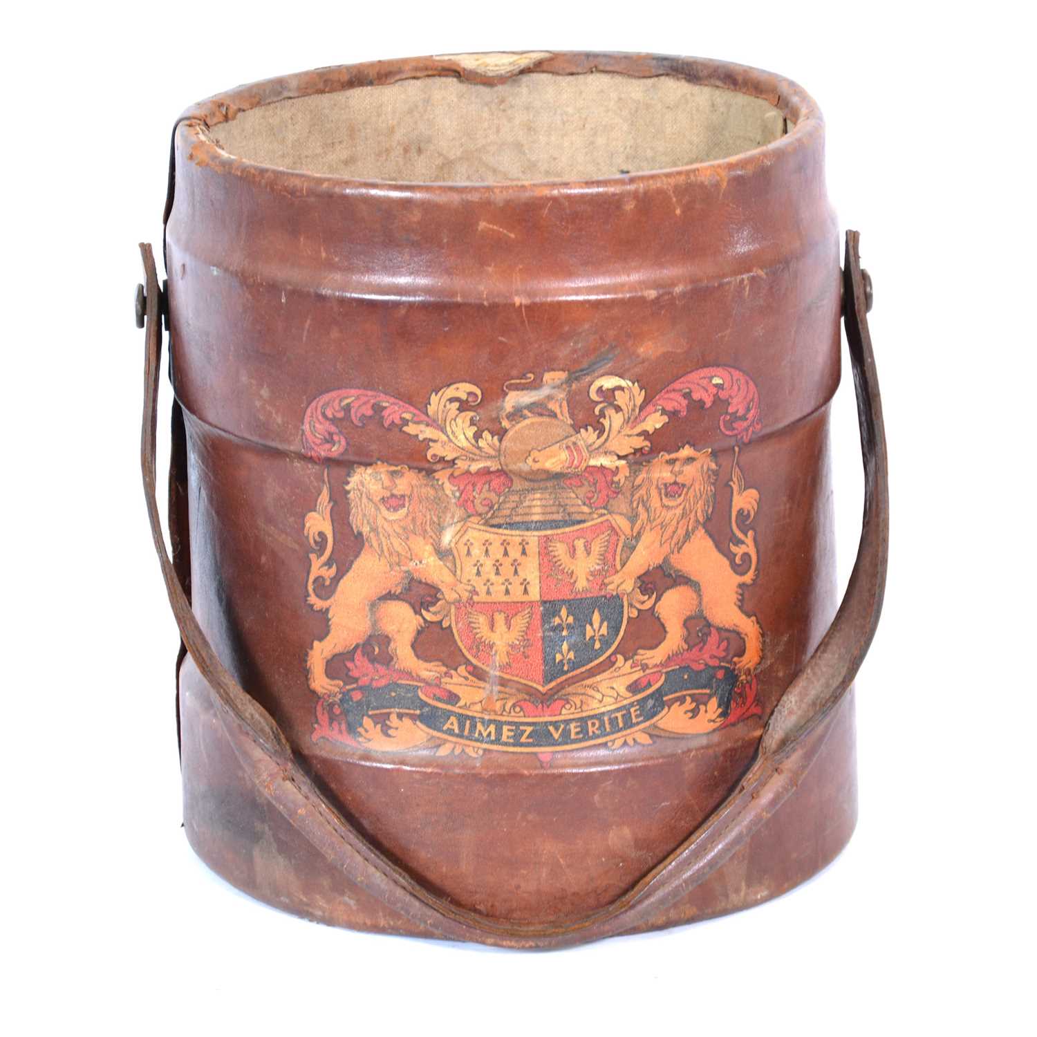 Lot 421 - A leather cordite ordnance bucket,