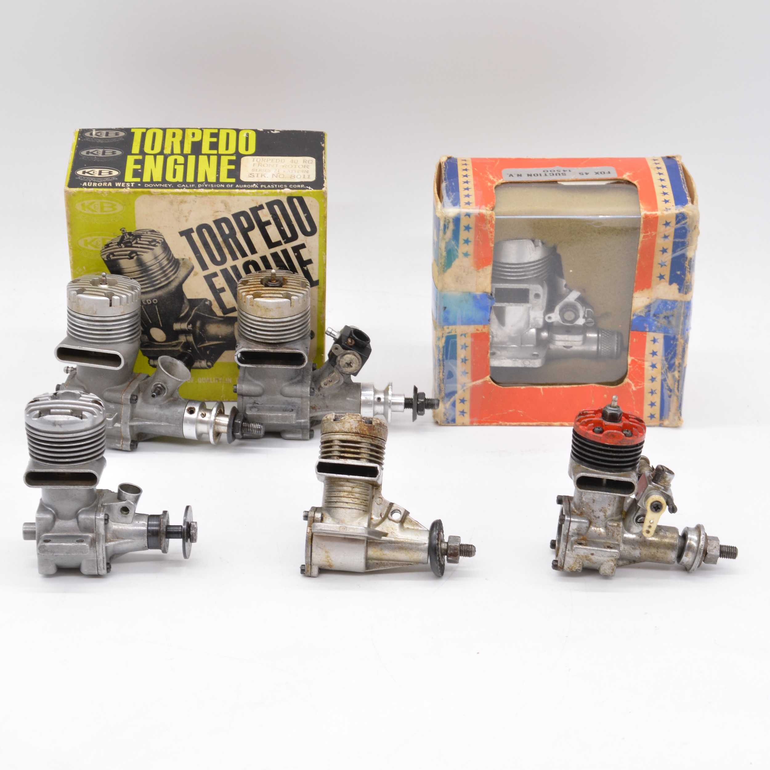 Lot 23 - Six American glow engines, including two FOX,