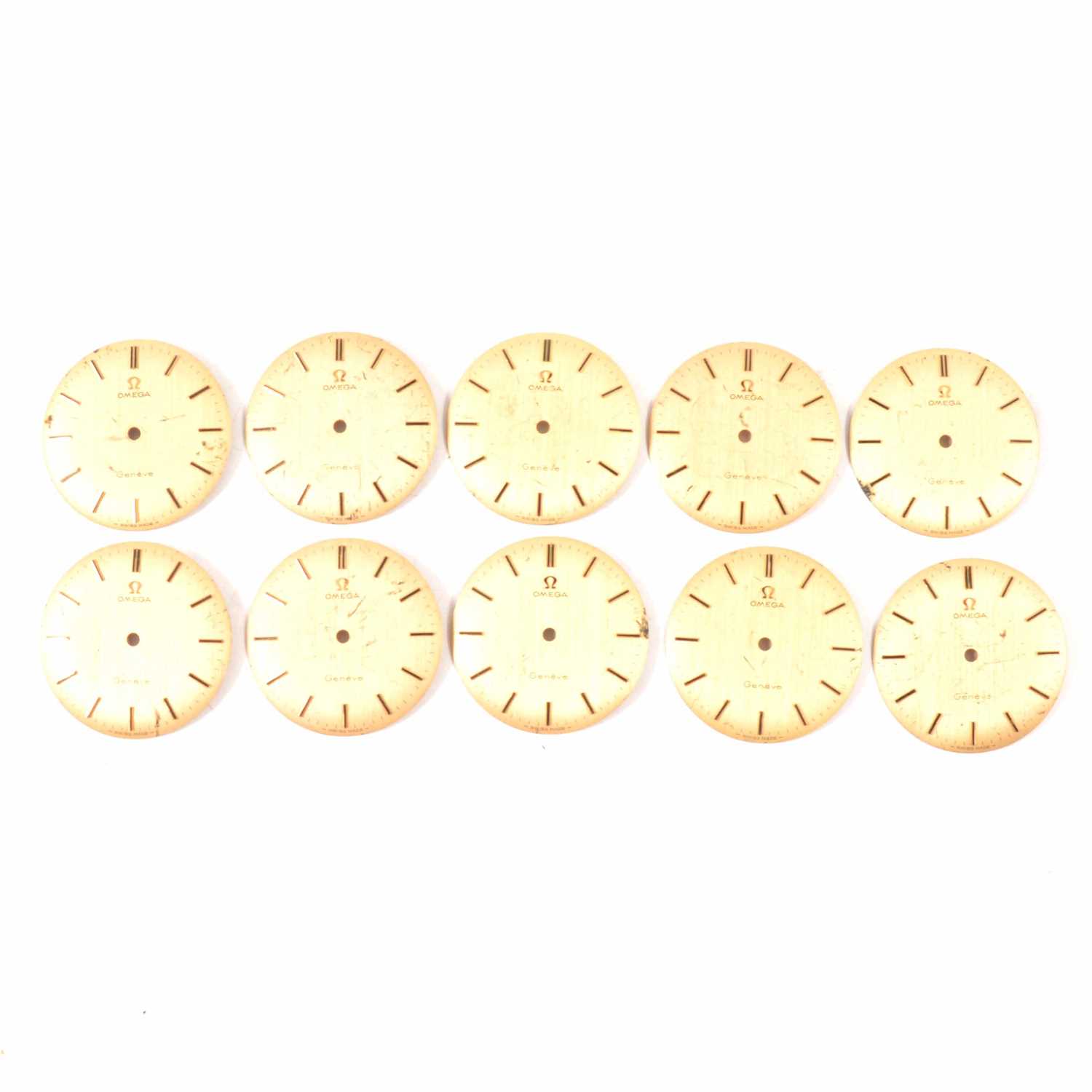 Lot 373 - Ten Omega Geneve watch dials,