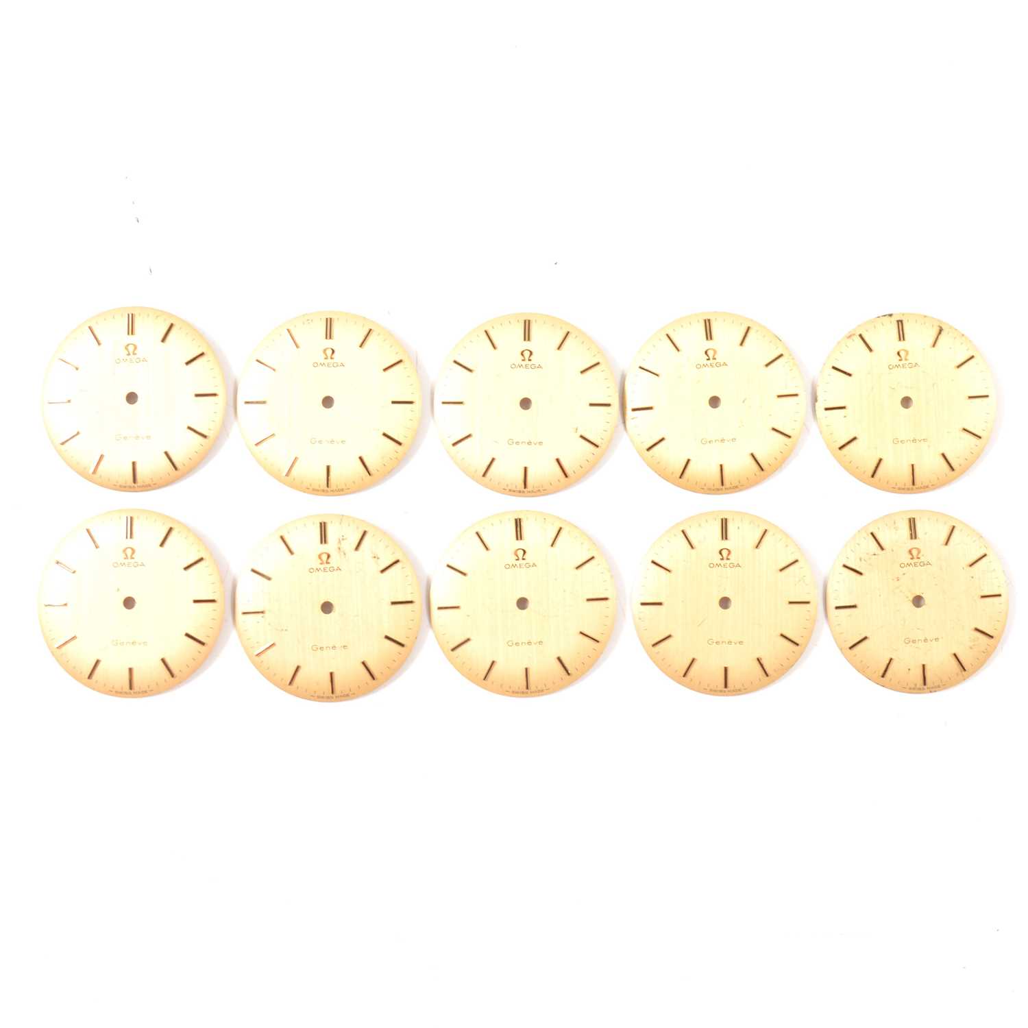 Lot 376 - Ten Omega Geneve watch dials,