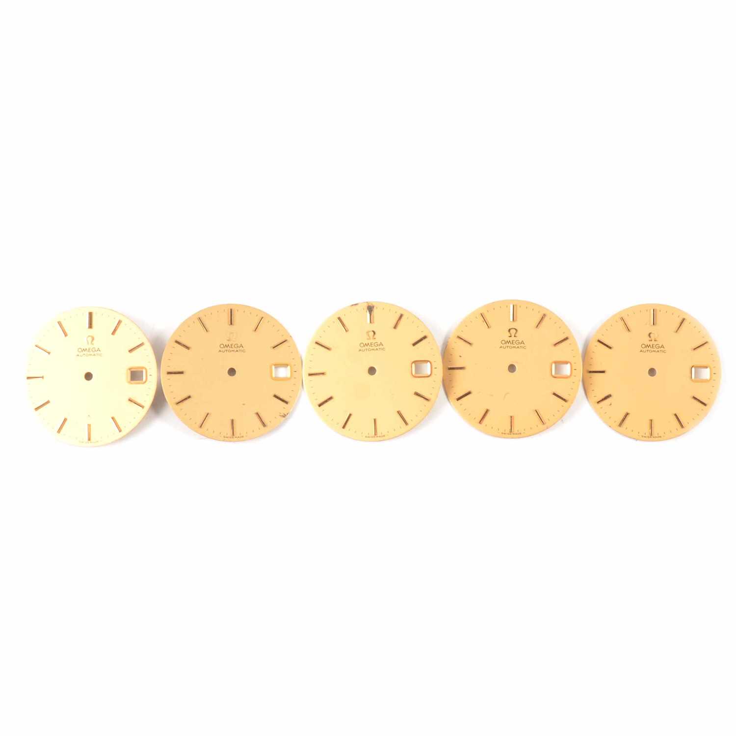 Lot 381 - Five Omega Automatic watch dials,