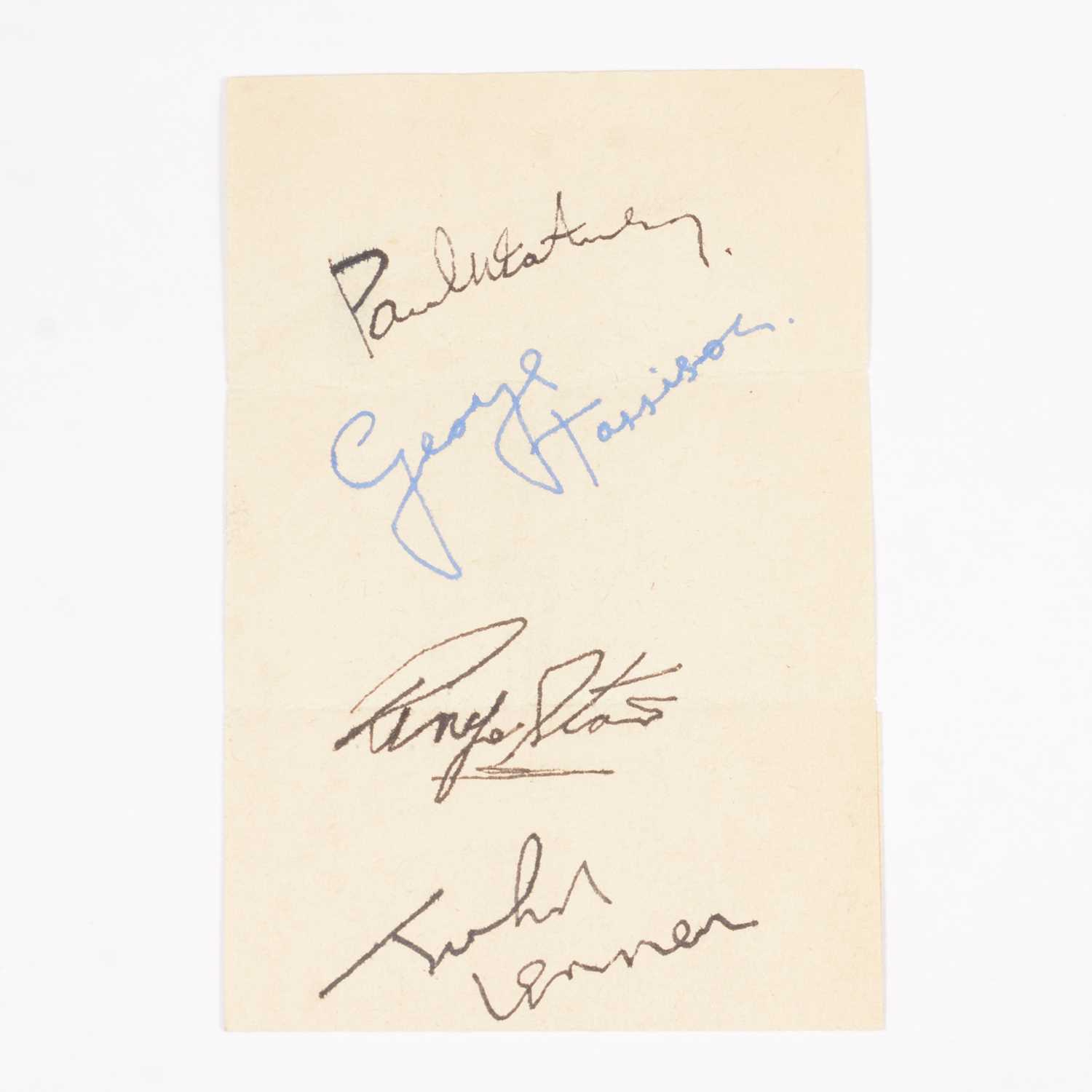 Lot 218 - The Beatles; a set of four signatures on one