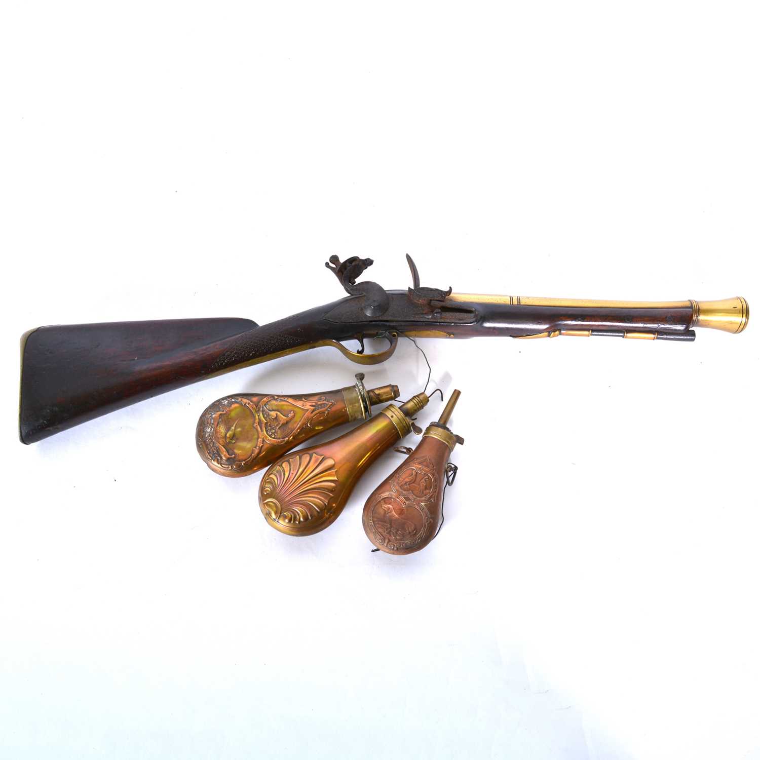 Lot 172 - Antique flintlock blunderbuss and three