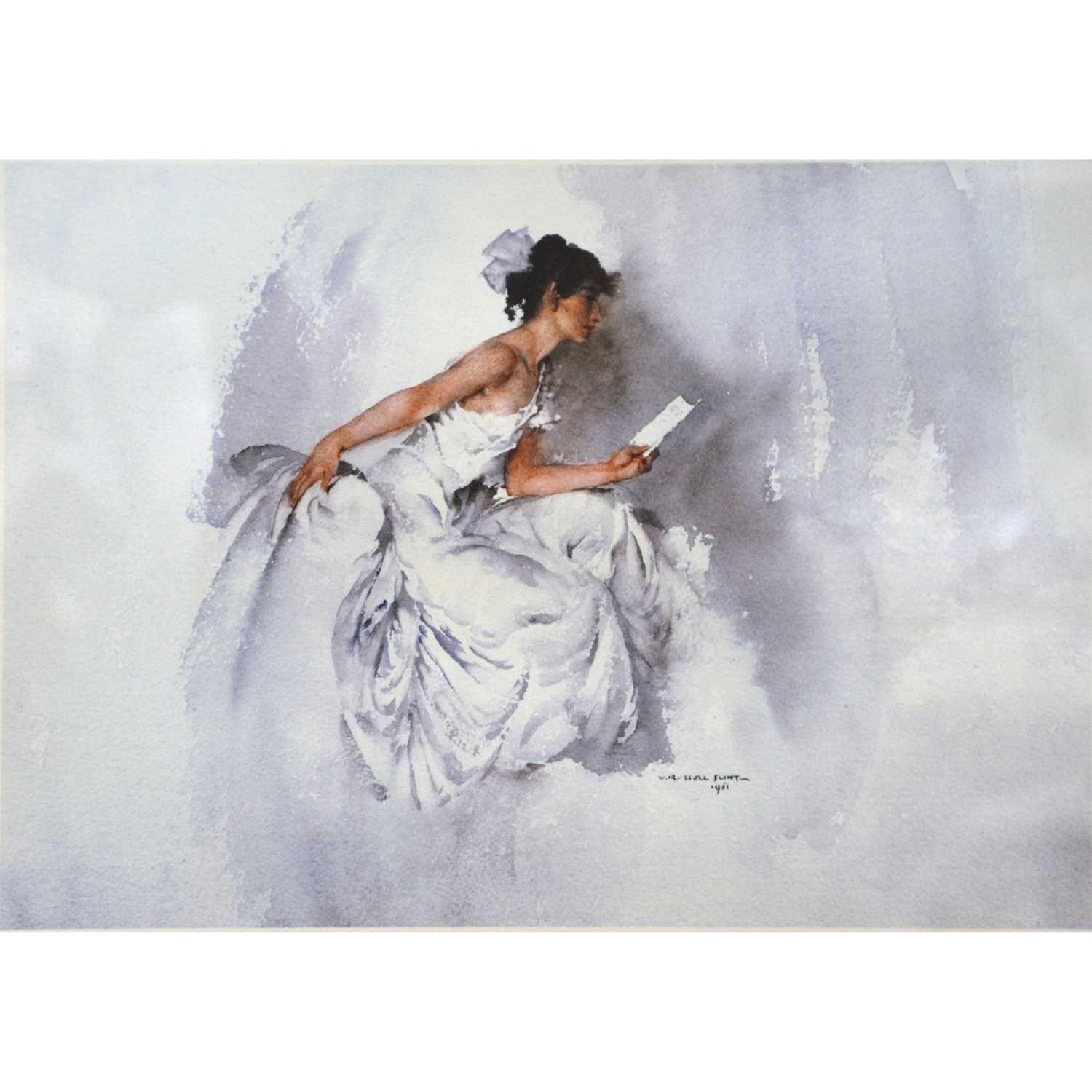 Lot 328 - Sir William Russell Flint, Lady reading a