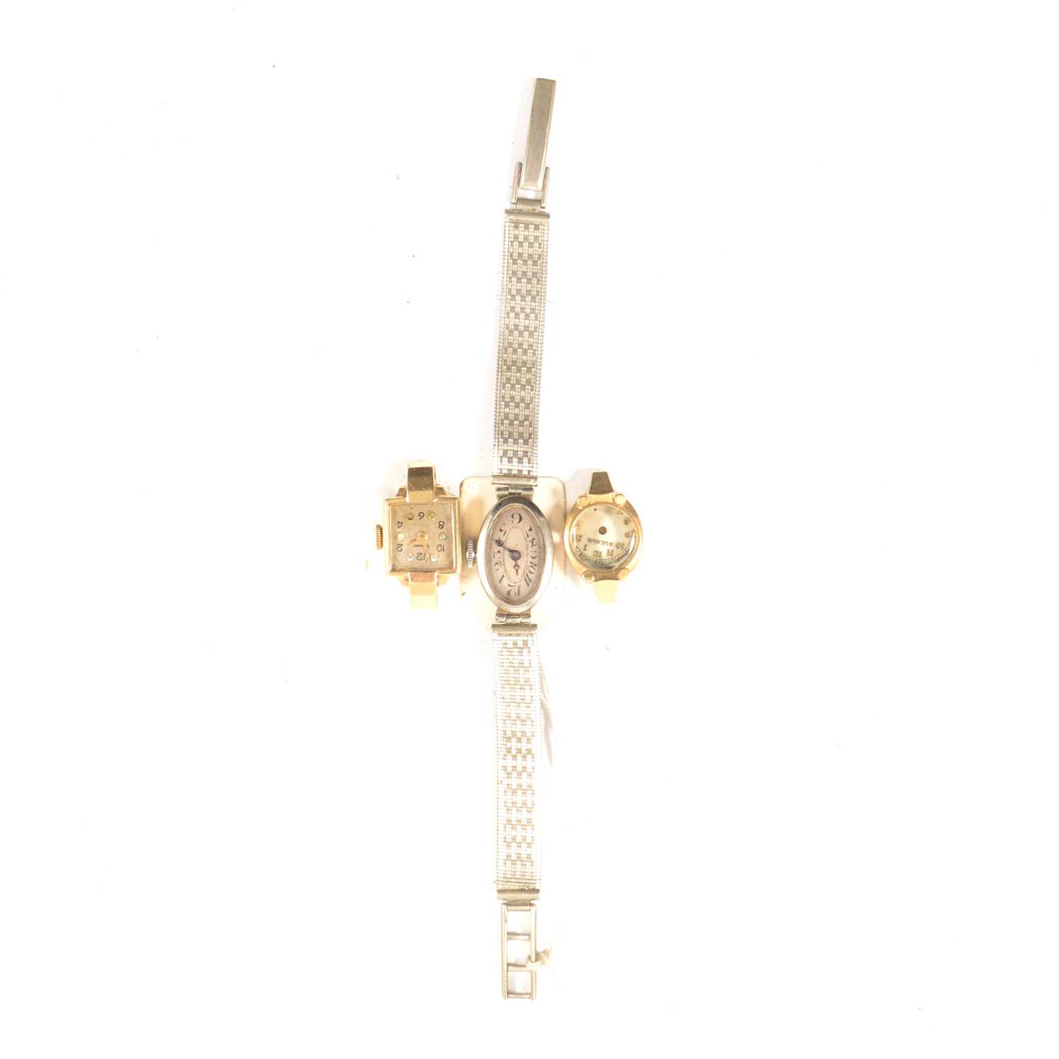 Lot 273 - Ladies 9ct white gold cased cocktail watch,