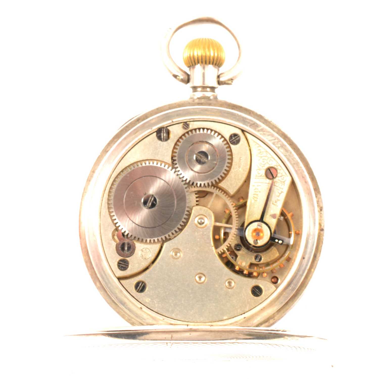 Lot 347 - Omega silver cased open faced pocket watch,
