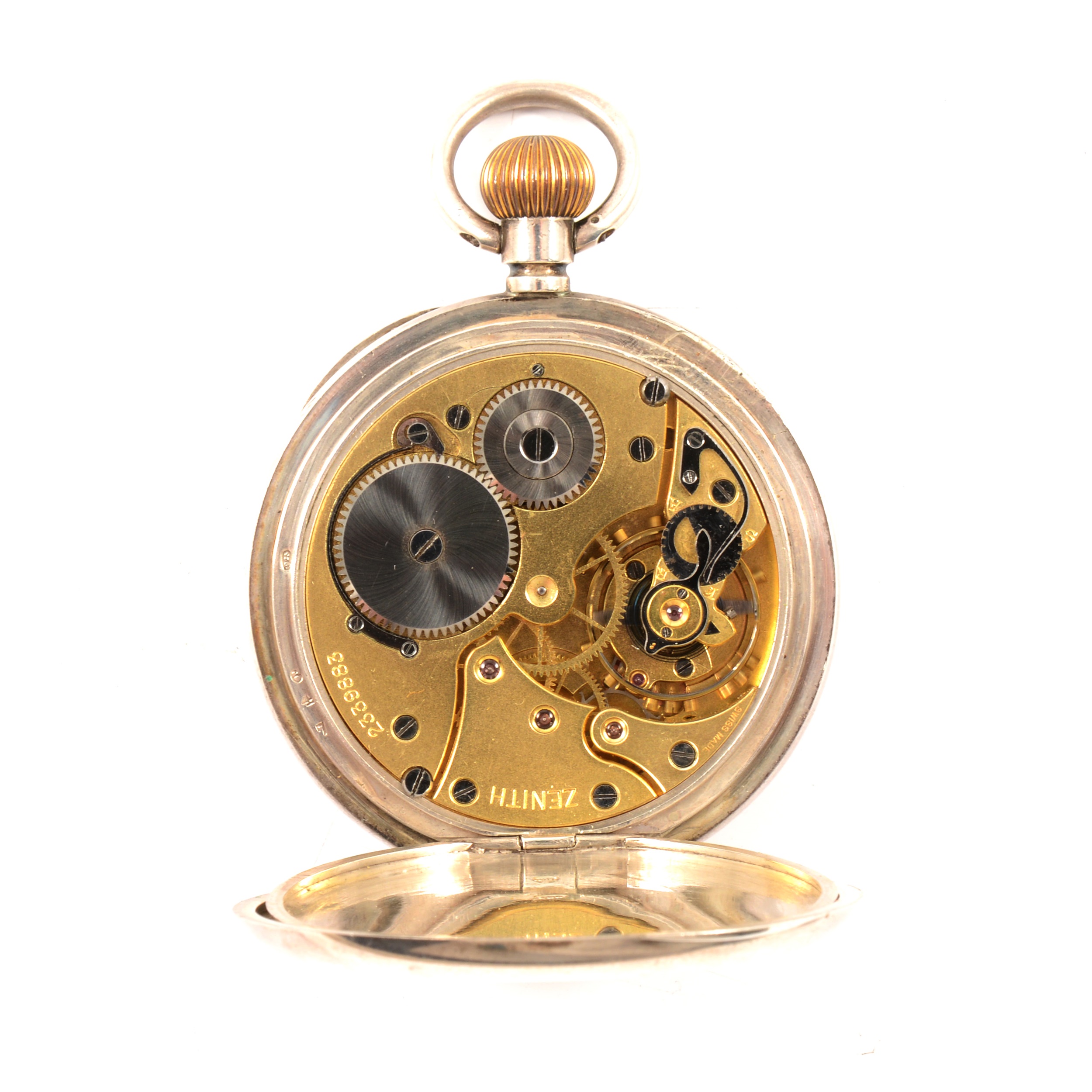 Lot 36 - Swiss silver cased pocket watch, Zenith