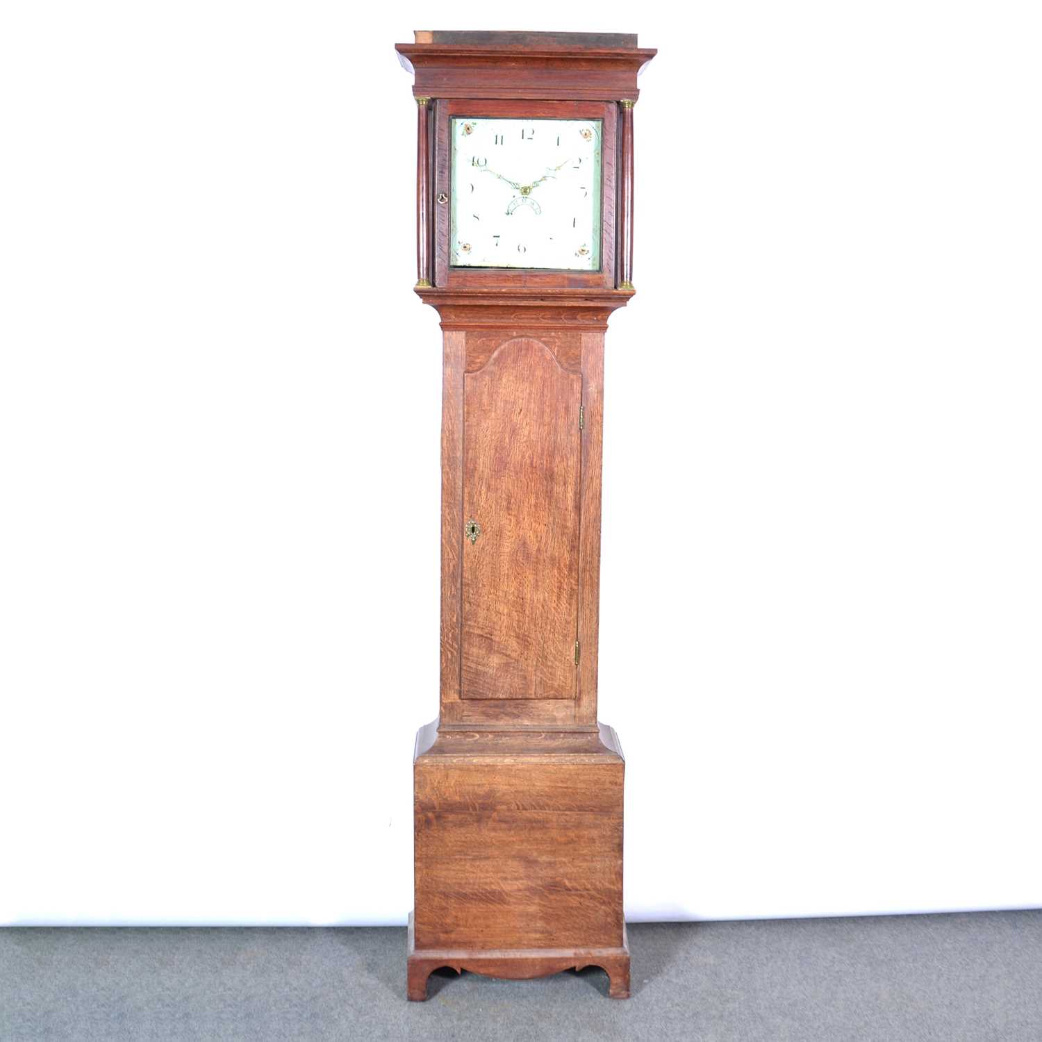 Lot 504 - Oak longcase clock,