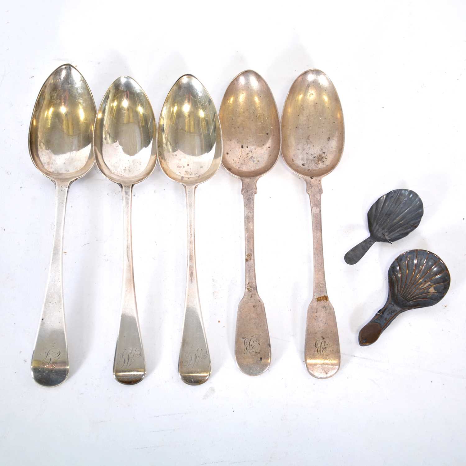 Lot 303 - Silver spoons and caddy spoons