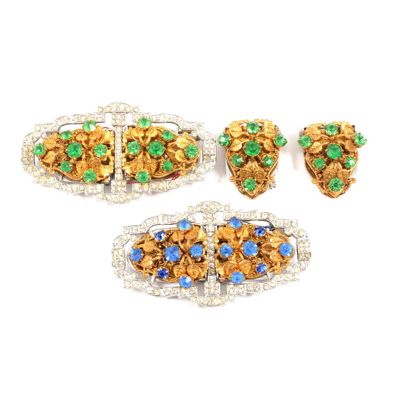 Lot 413 - Two unusual duette reversible clip brooches