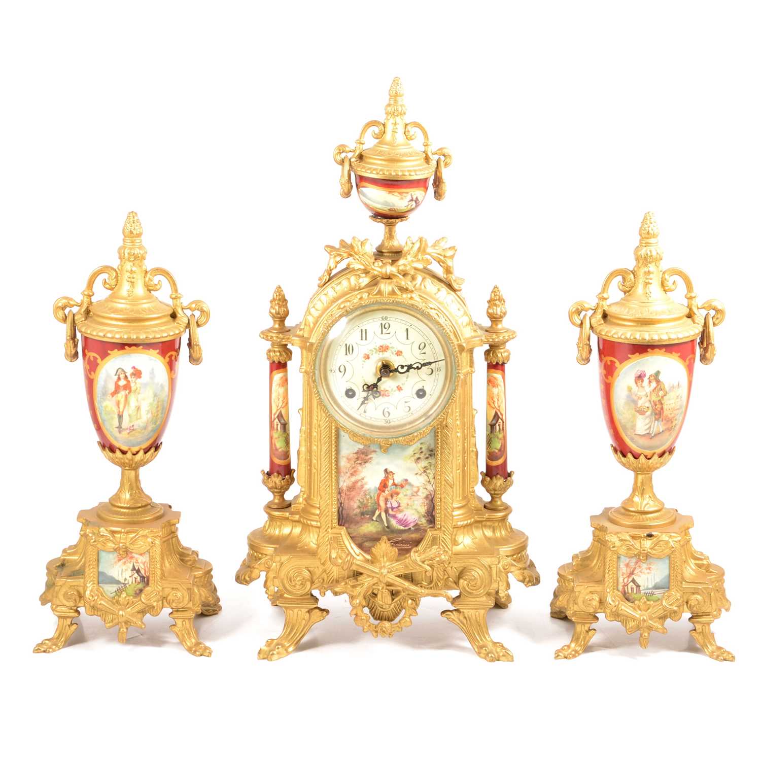 Lot 114 - 19th century style gilt metal and porcelain