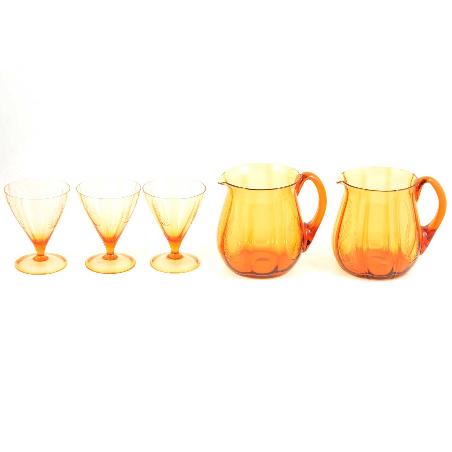 Lot 54 - Amber glass lemonade set