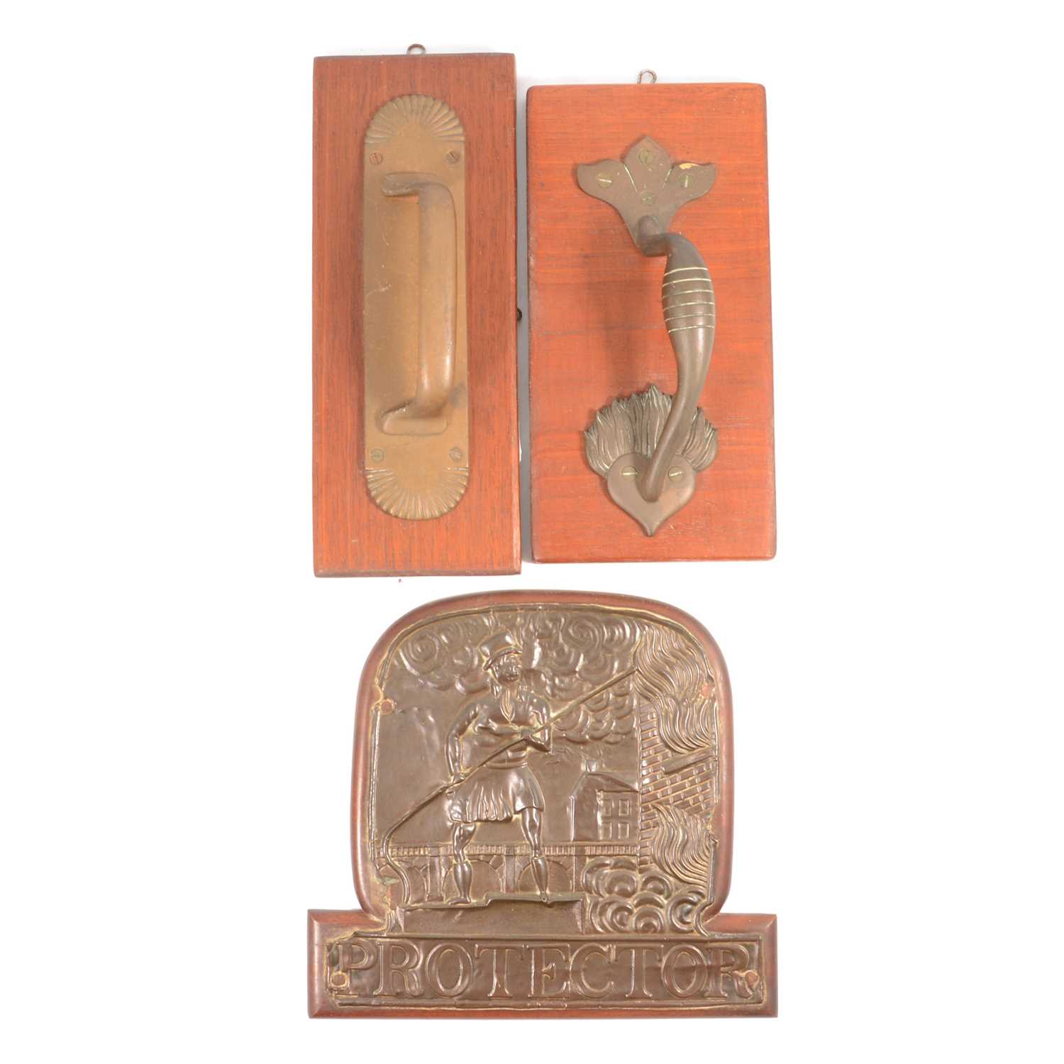Lot 246 - Protector fire mark and two brass handles.