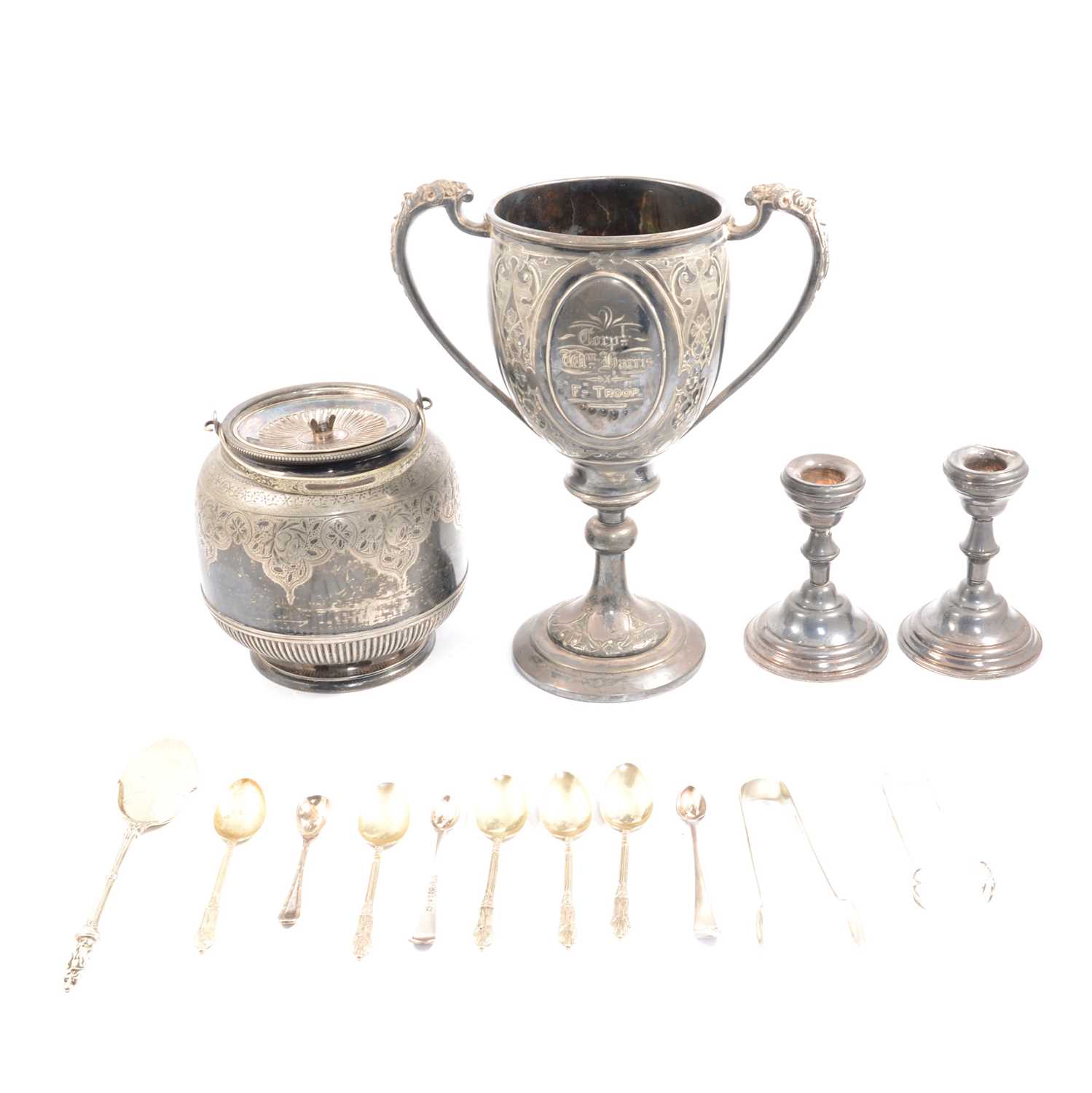 Lot 168 - Silver-plated ware, one box including trophy,