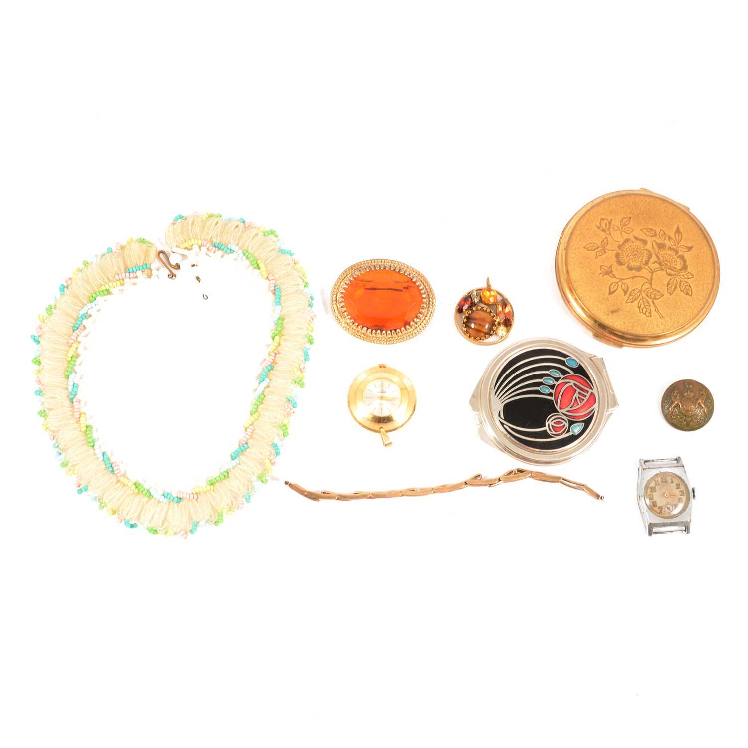 Lot 274 - Powder compacts, costume jewellery and