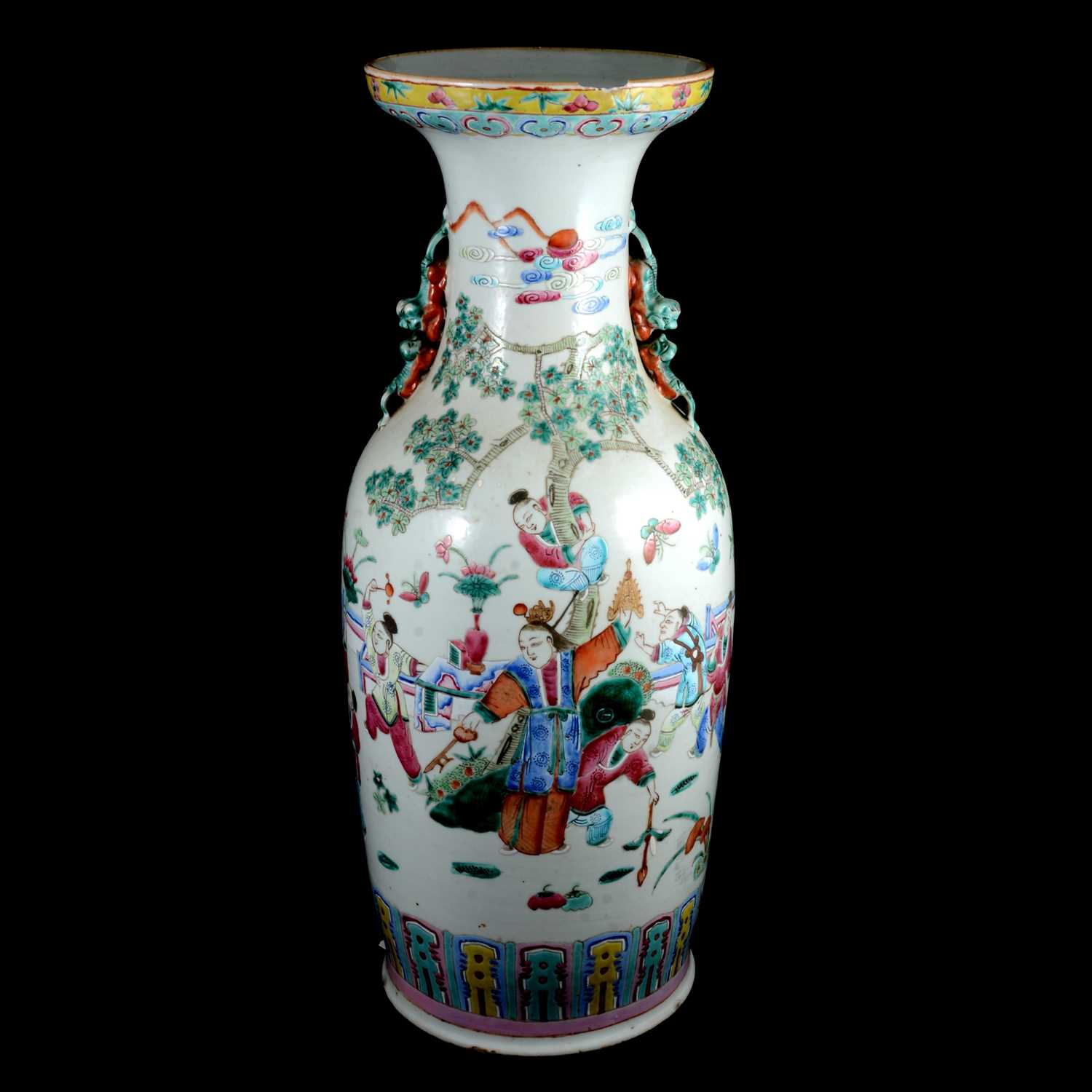 Lot 173 - Chinese polychrome floor vase,
