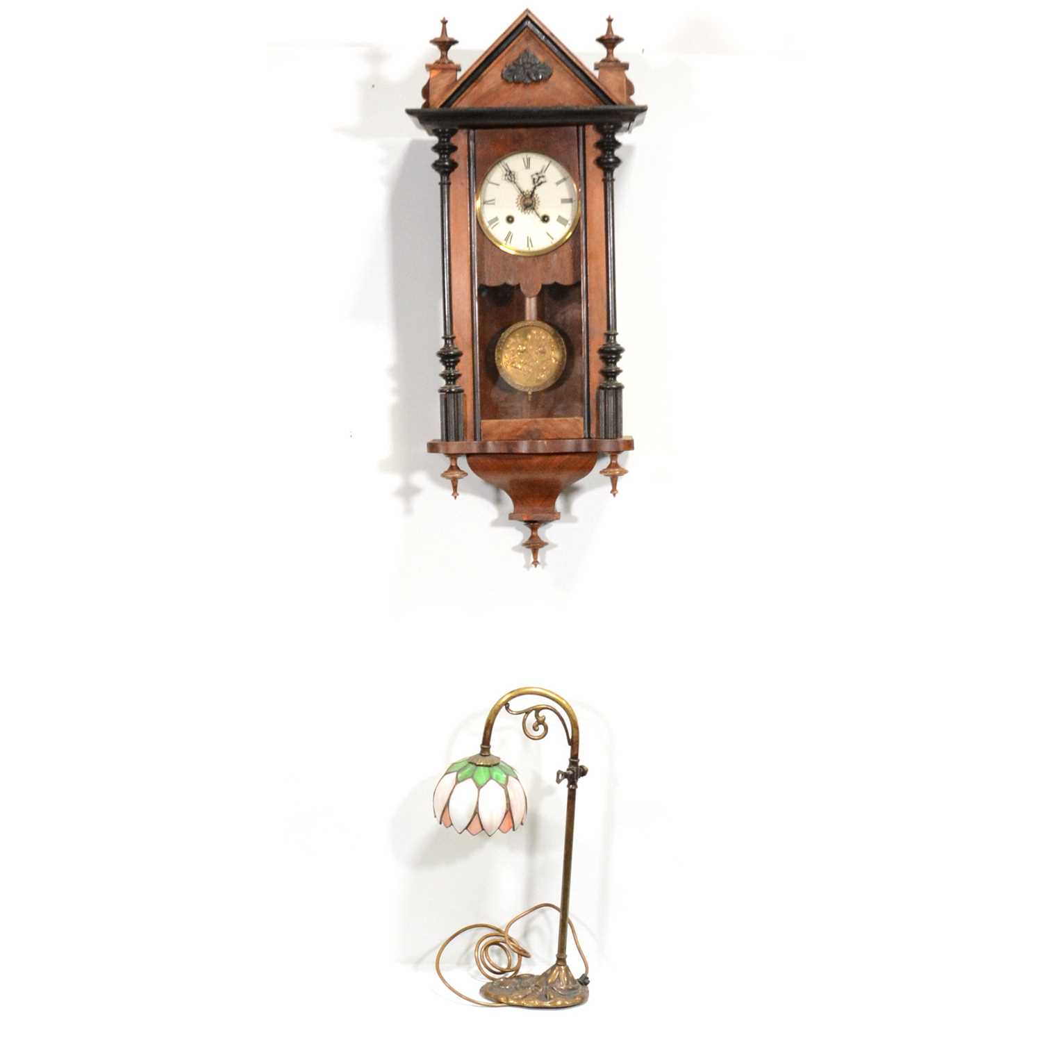 Lot 451 - Vienna style beech wall clock and a modern