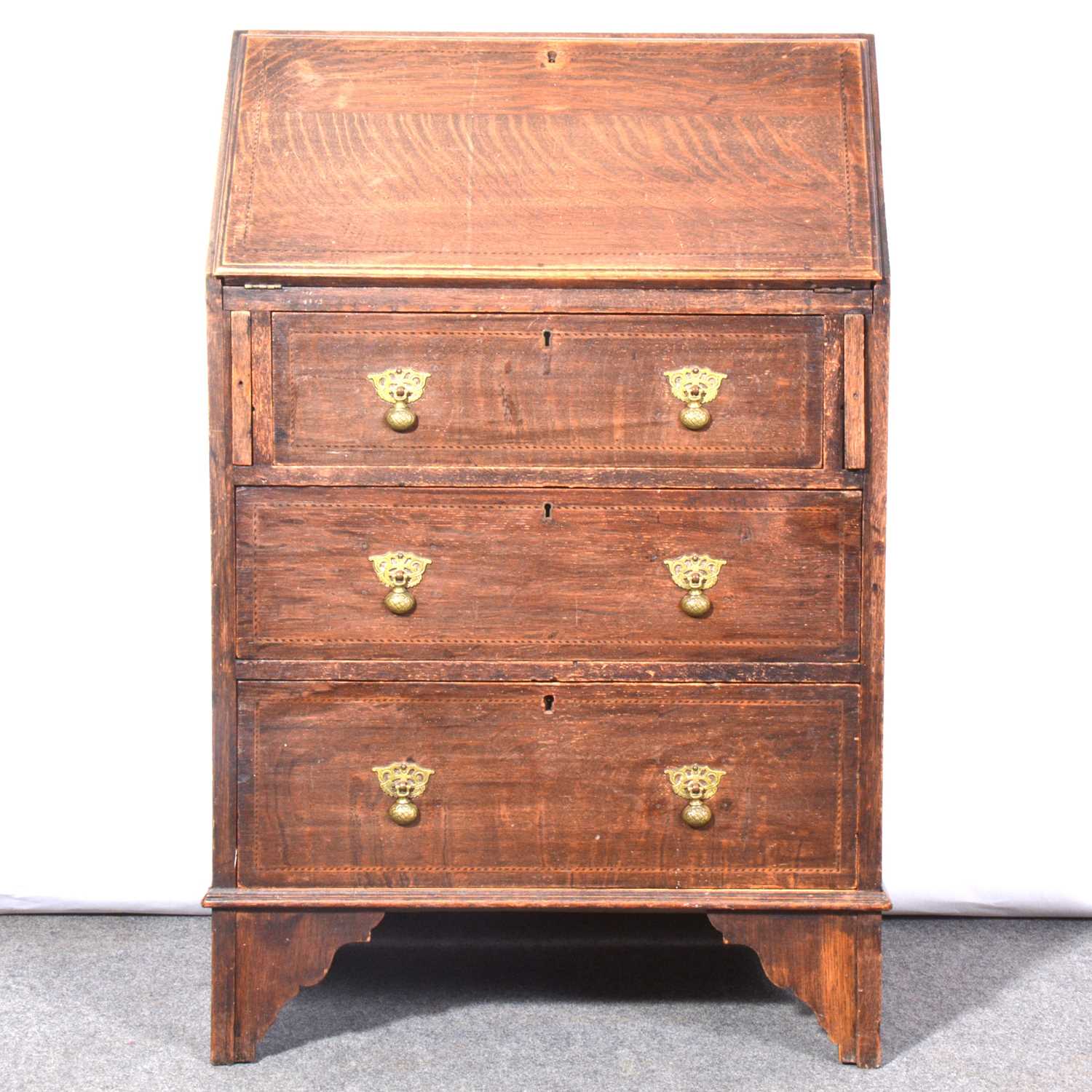Lot 491 - Edwardian oak bureau,