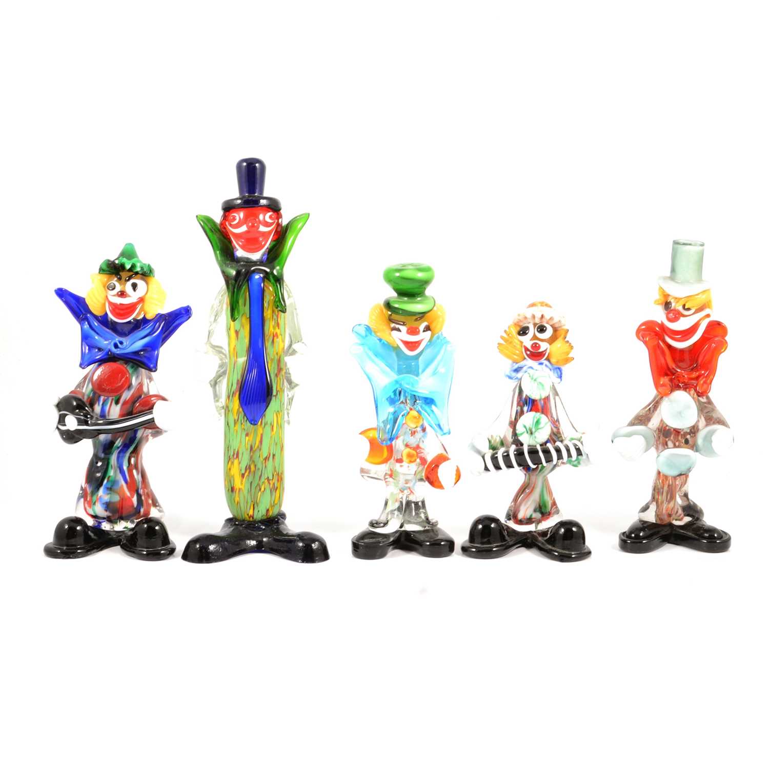 Lot 37 - Collection of nine Murano glass clown figures