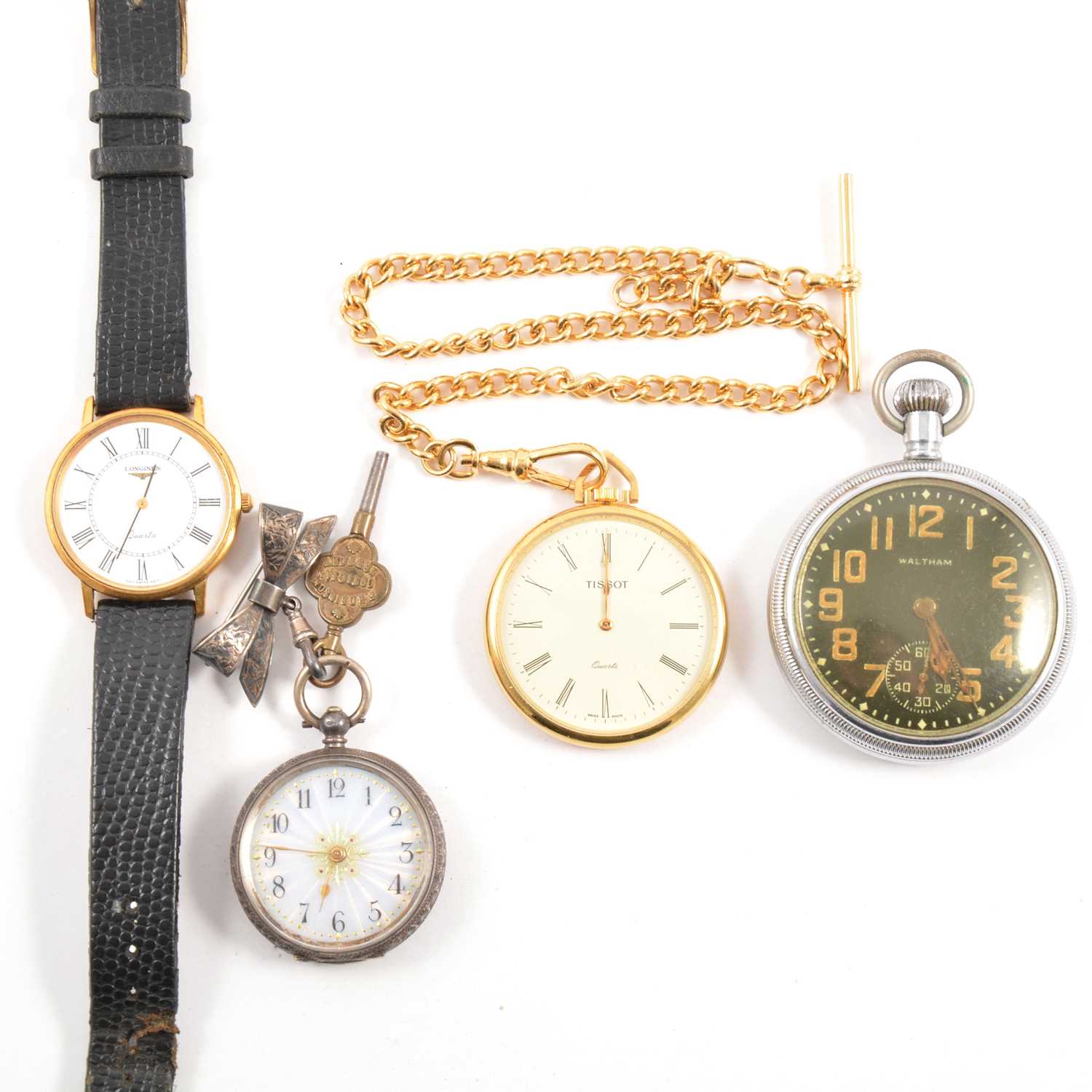 Lot 328 - Three pocket / fob watches and a Longines