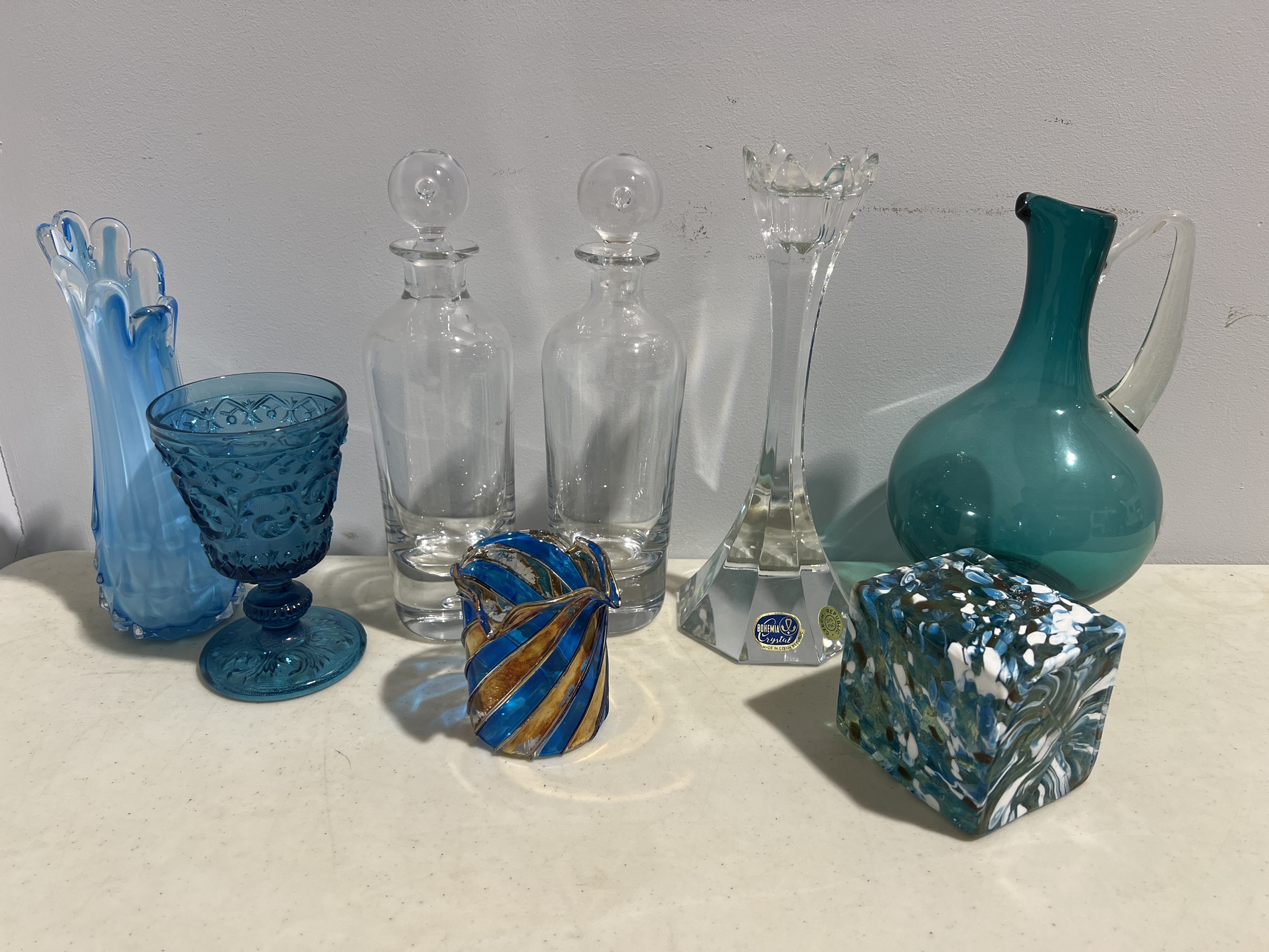 Lot 104 - Collection of decorative coloured glass