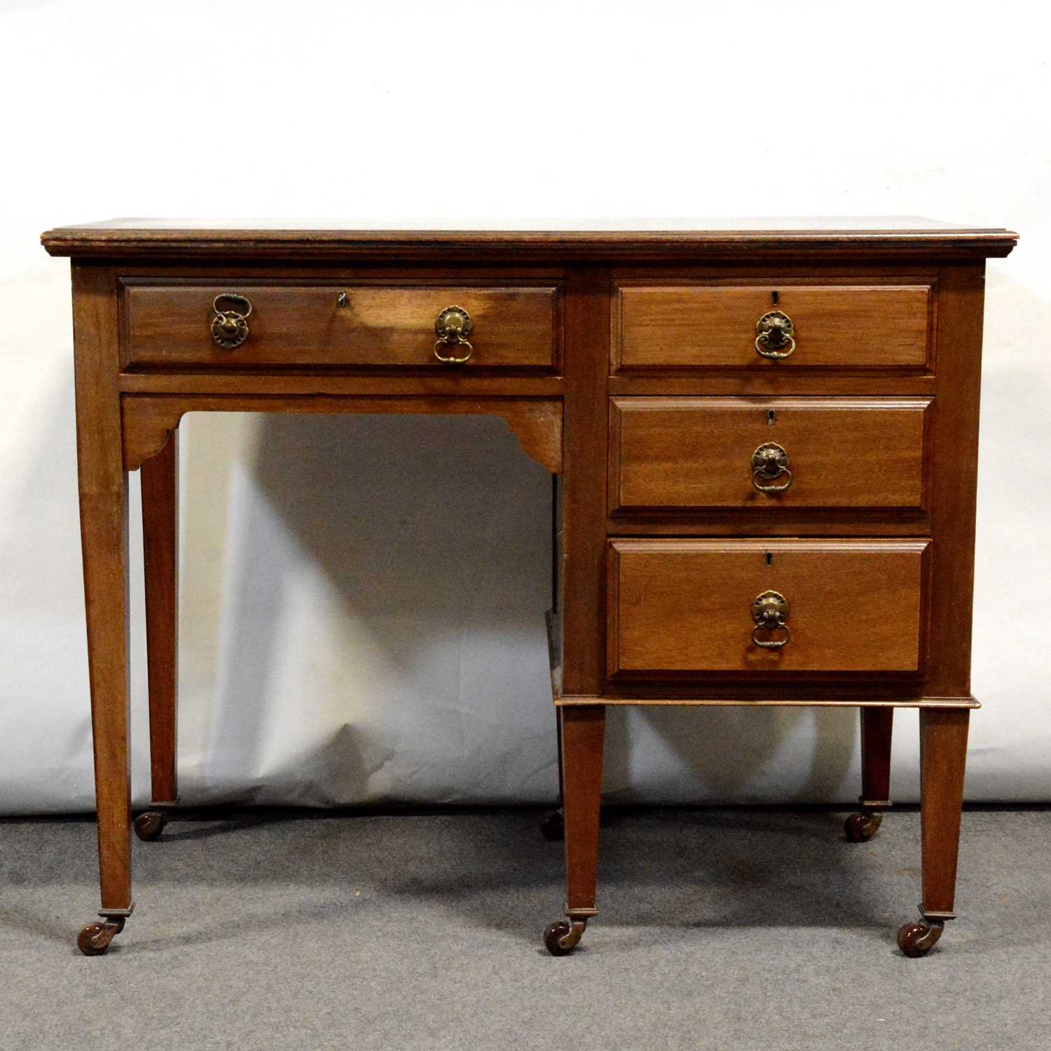 Lot 482 - Edwardian walnut writing table,