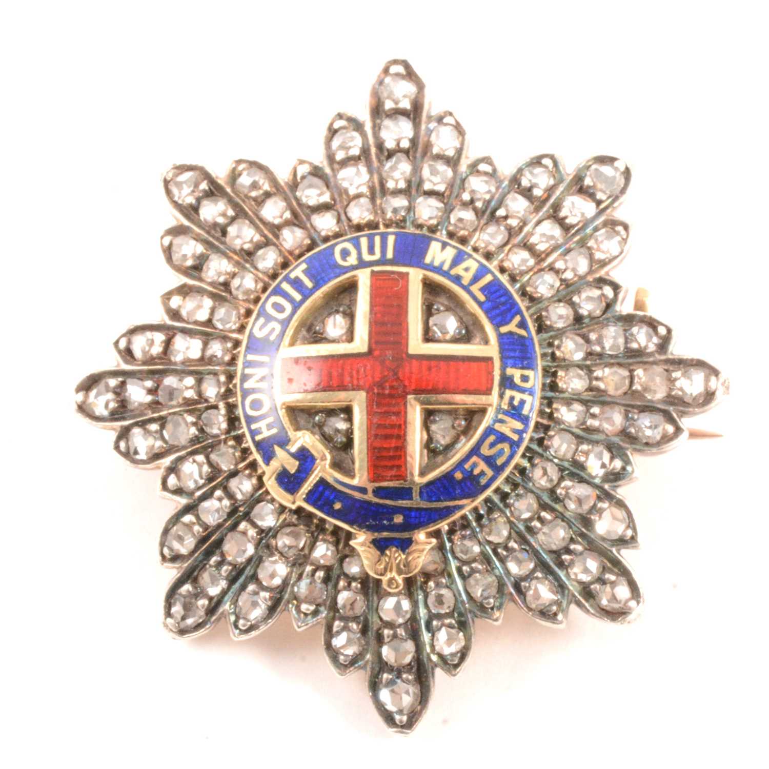Lot 264 - A diamond and enamel regimental sweetheart