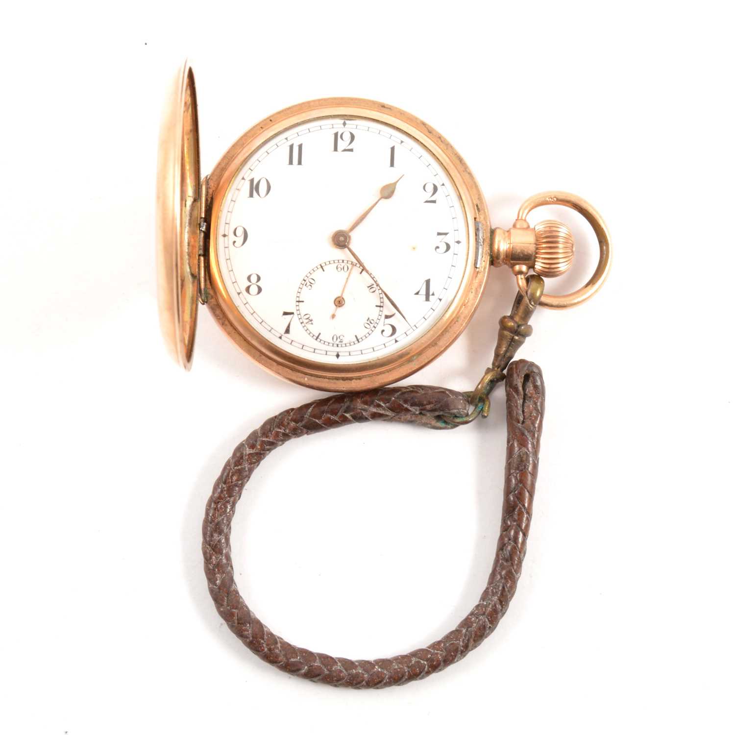 Lot 324 - A gold-plated full hunter pocket watch.