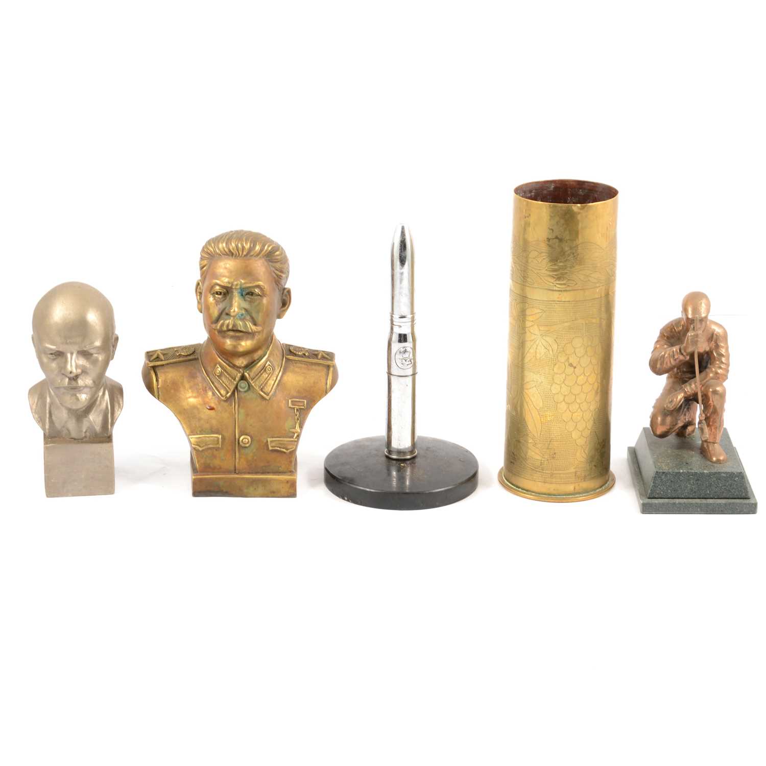Lot 146 - Metal busts of Stalin and Lenin, golfing