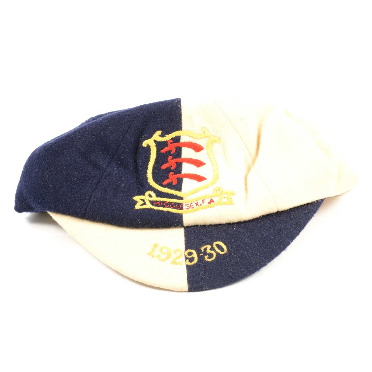 Lot 254 - Middlesex FA Football Club cap, 1929-30,
