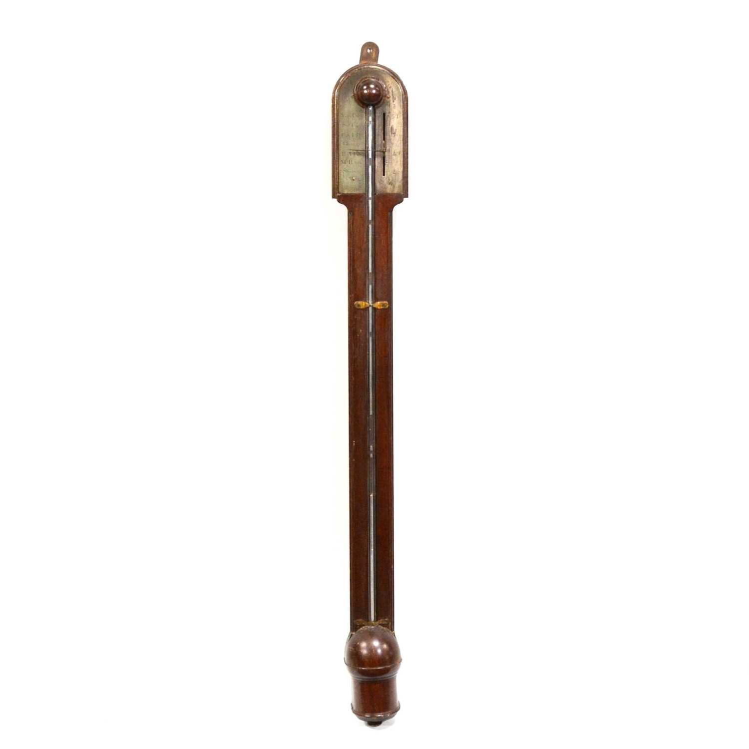 Lot 456 - George III mahogany stick barometer,