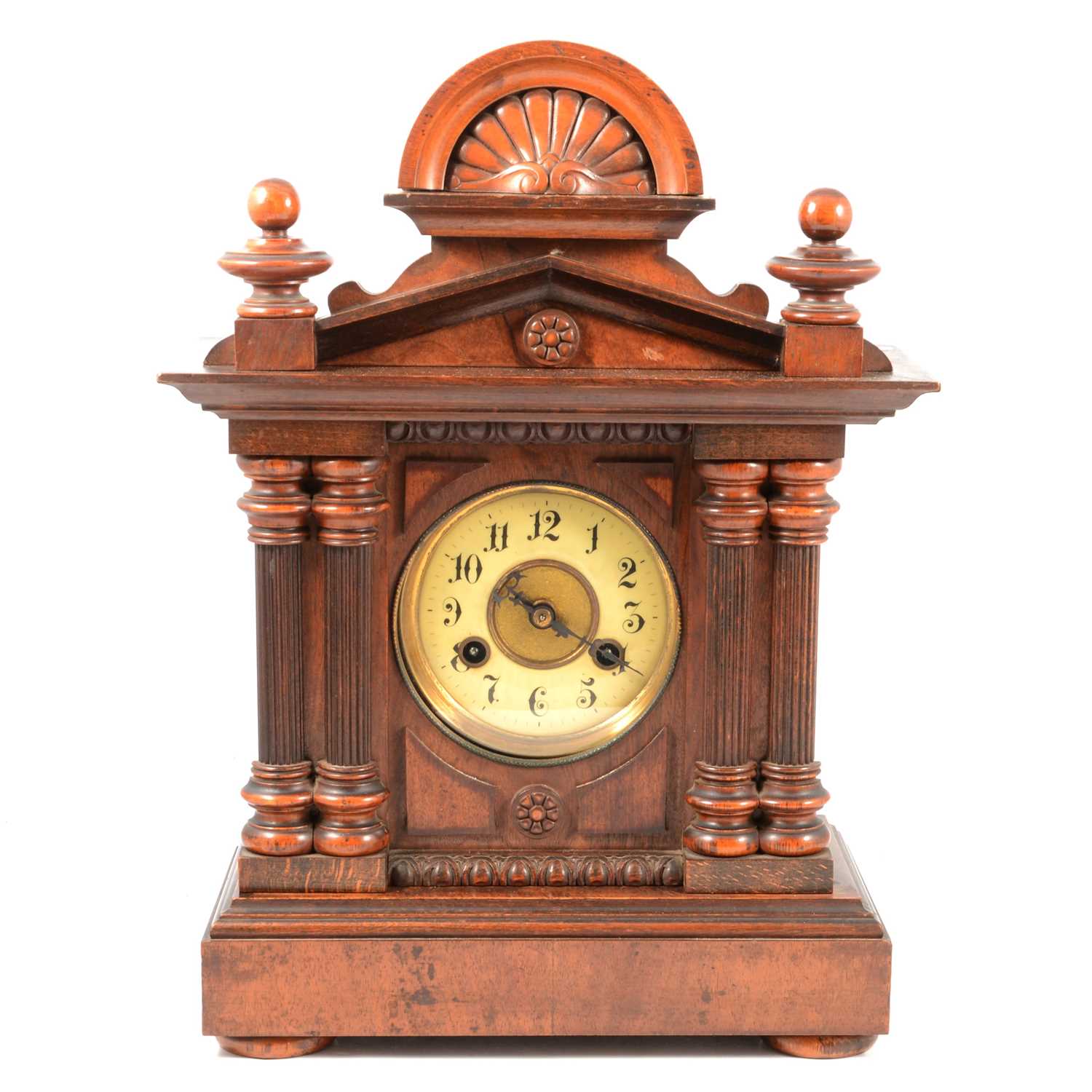 Lot 98 - German walnut shelf clock,