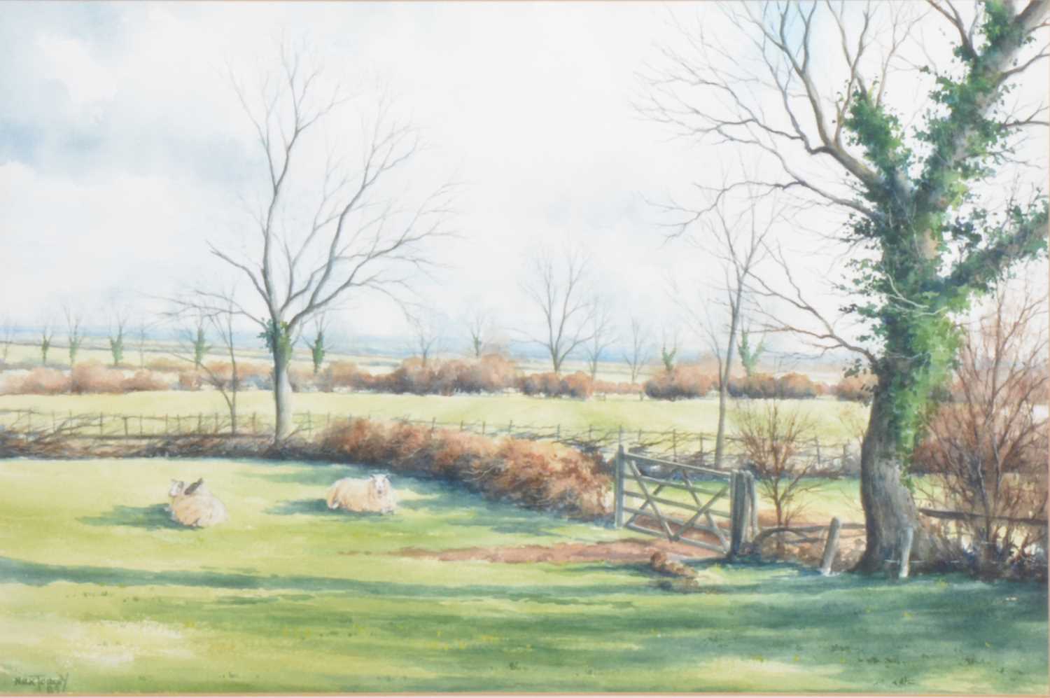 Lot 627 - Nick Turley, Sheep and gateway, Smeeton