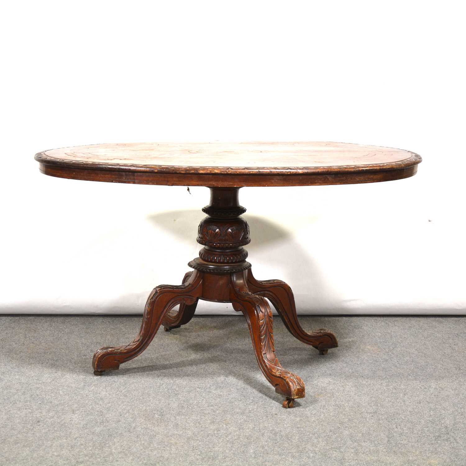Lot 449 - Reproduction stained wood and inlaid loo