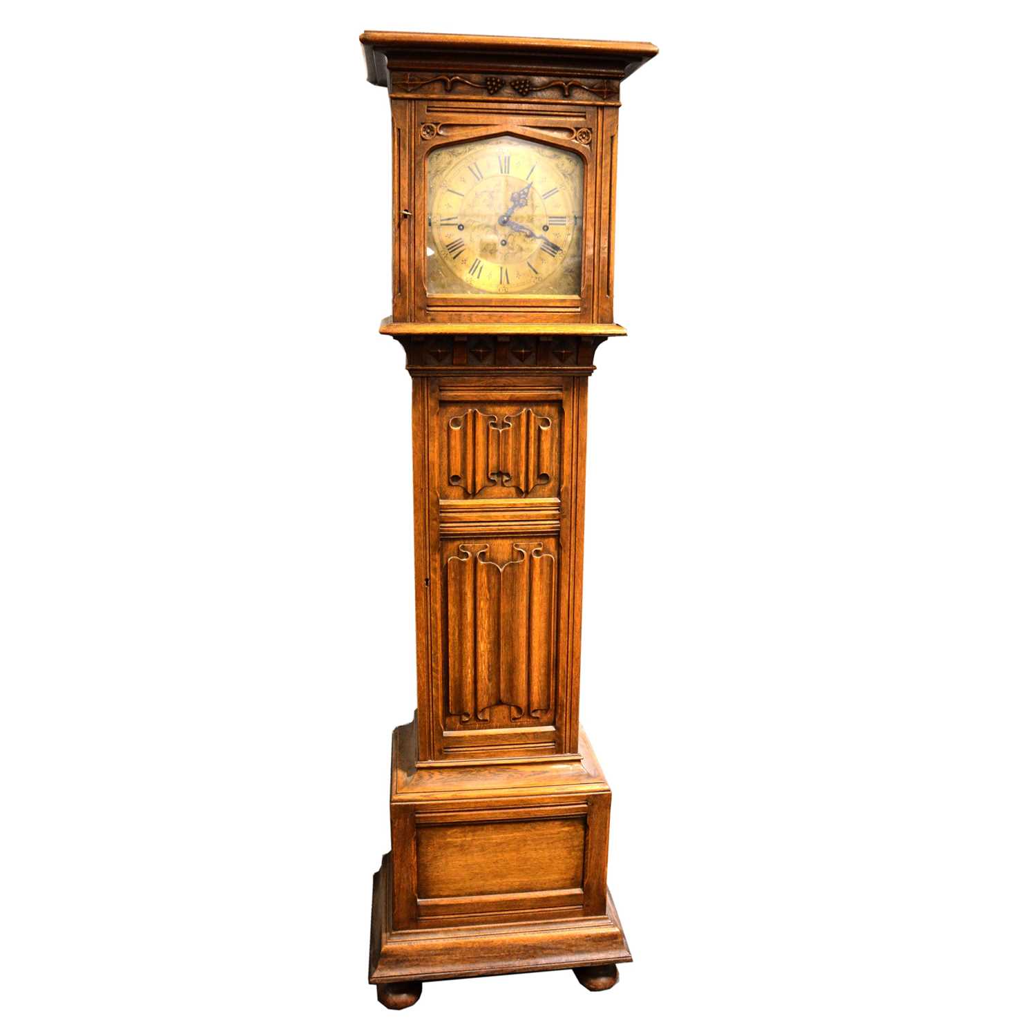 Lot 642 - German oak longcase clock,