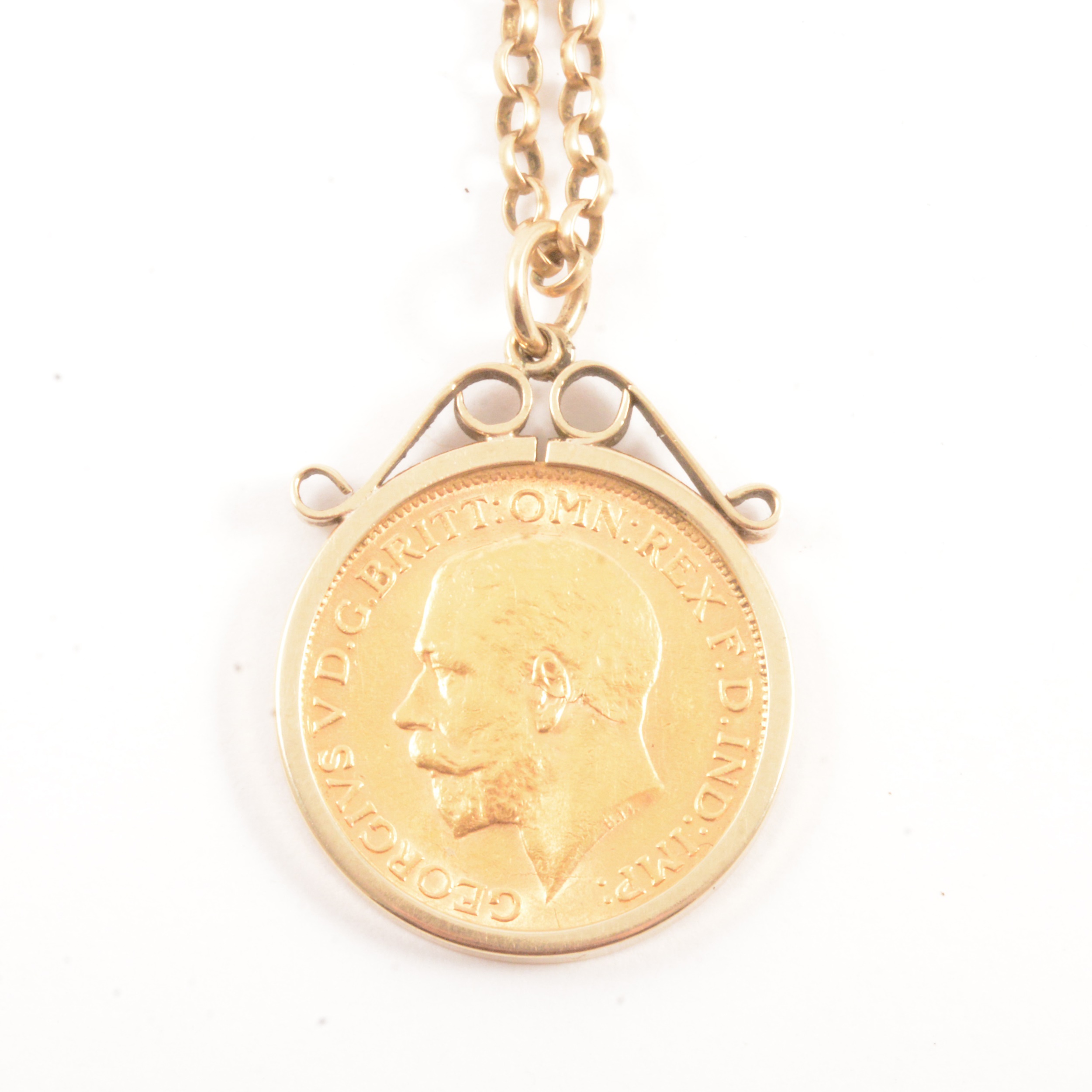 Lot 128 - A Gold Full Sovereign Coin pendant and chain.