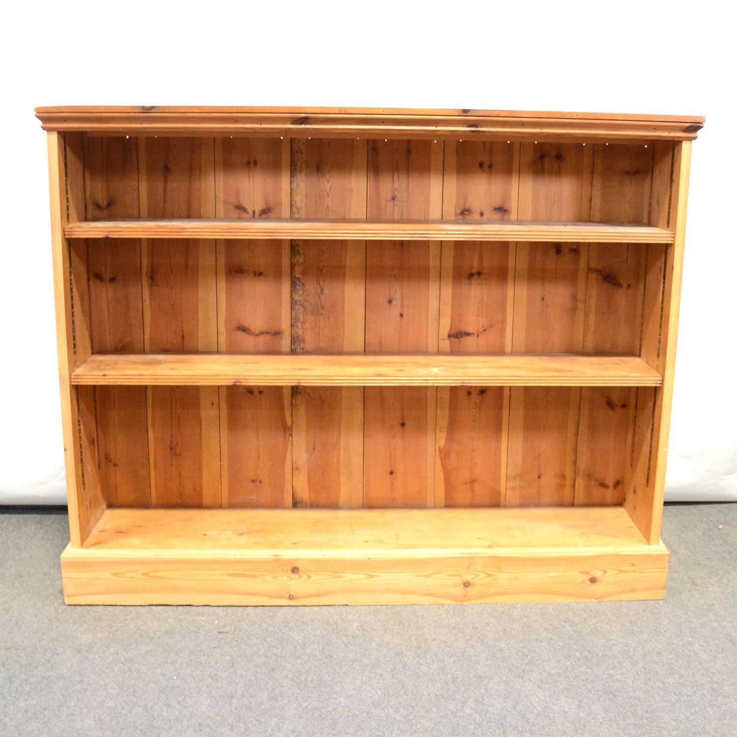 Lot 464 - Pair of pine open bookcases,