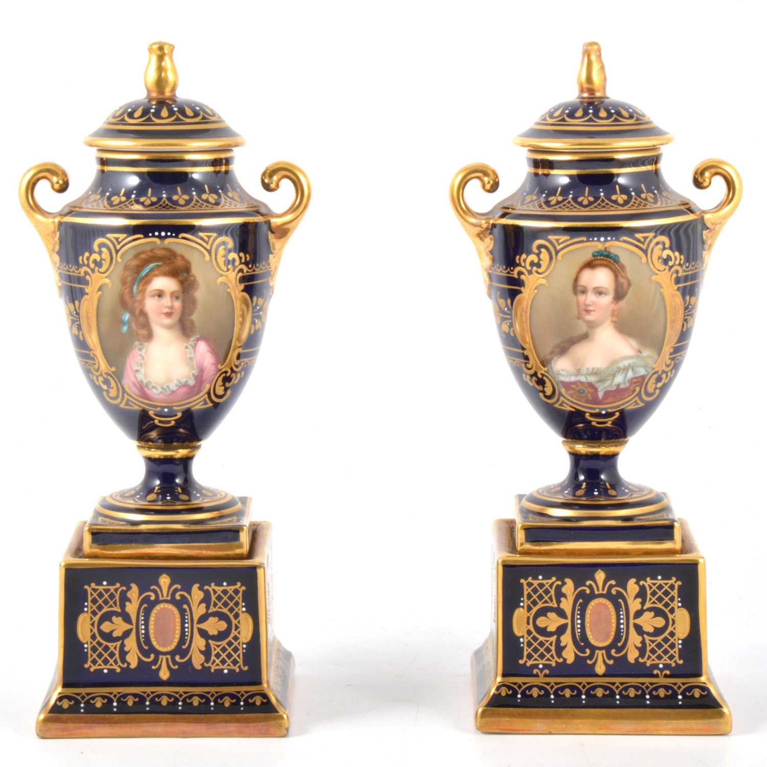 Lot 139 - Pair of Vienna porcelain vases,