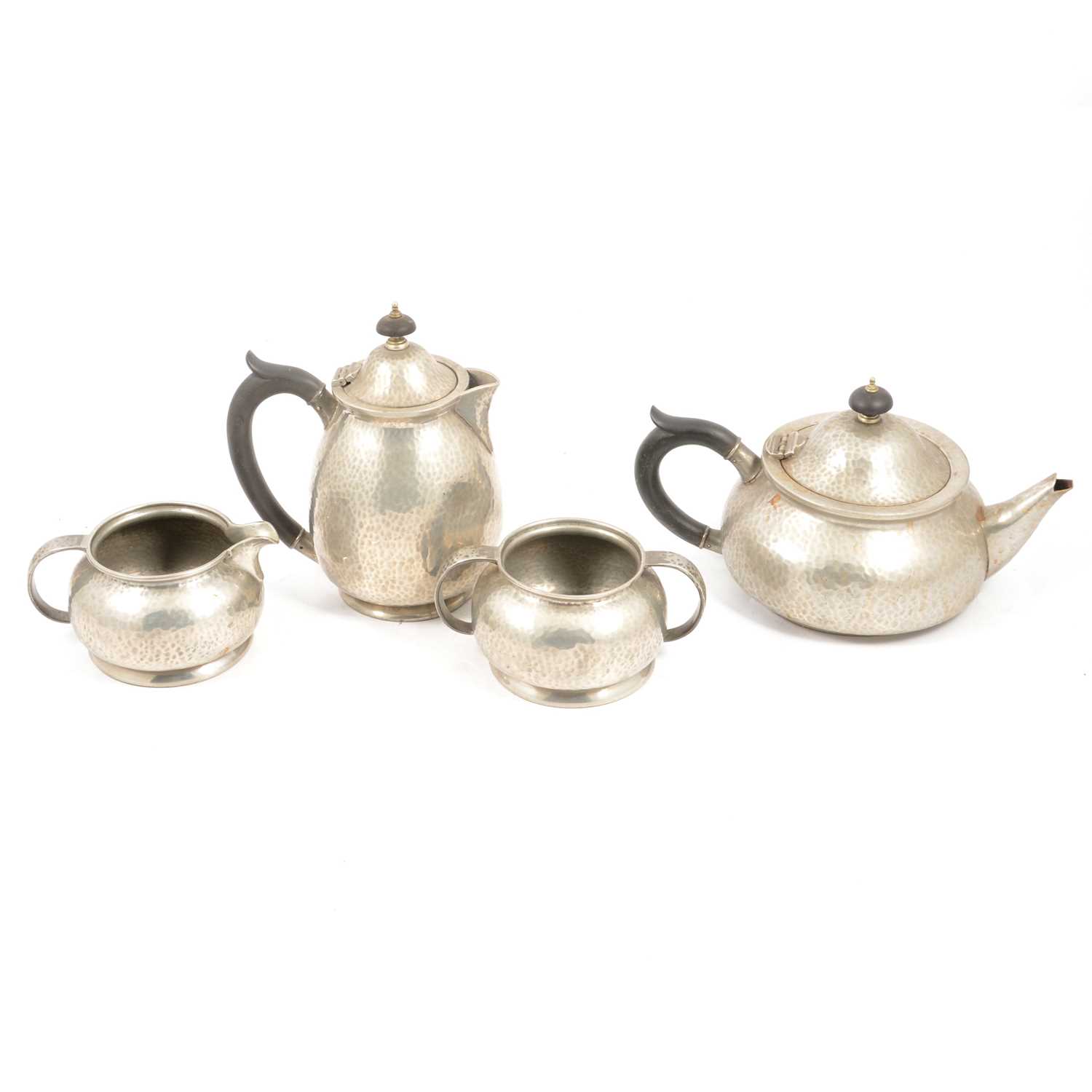 Lot 125 - Tudric Pewter four-piece teaset,