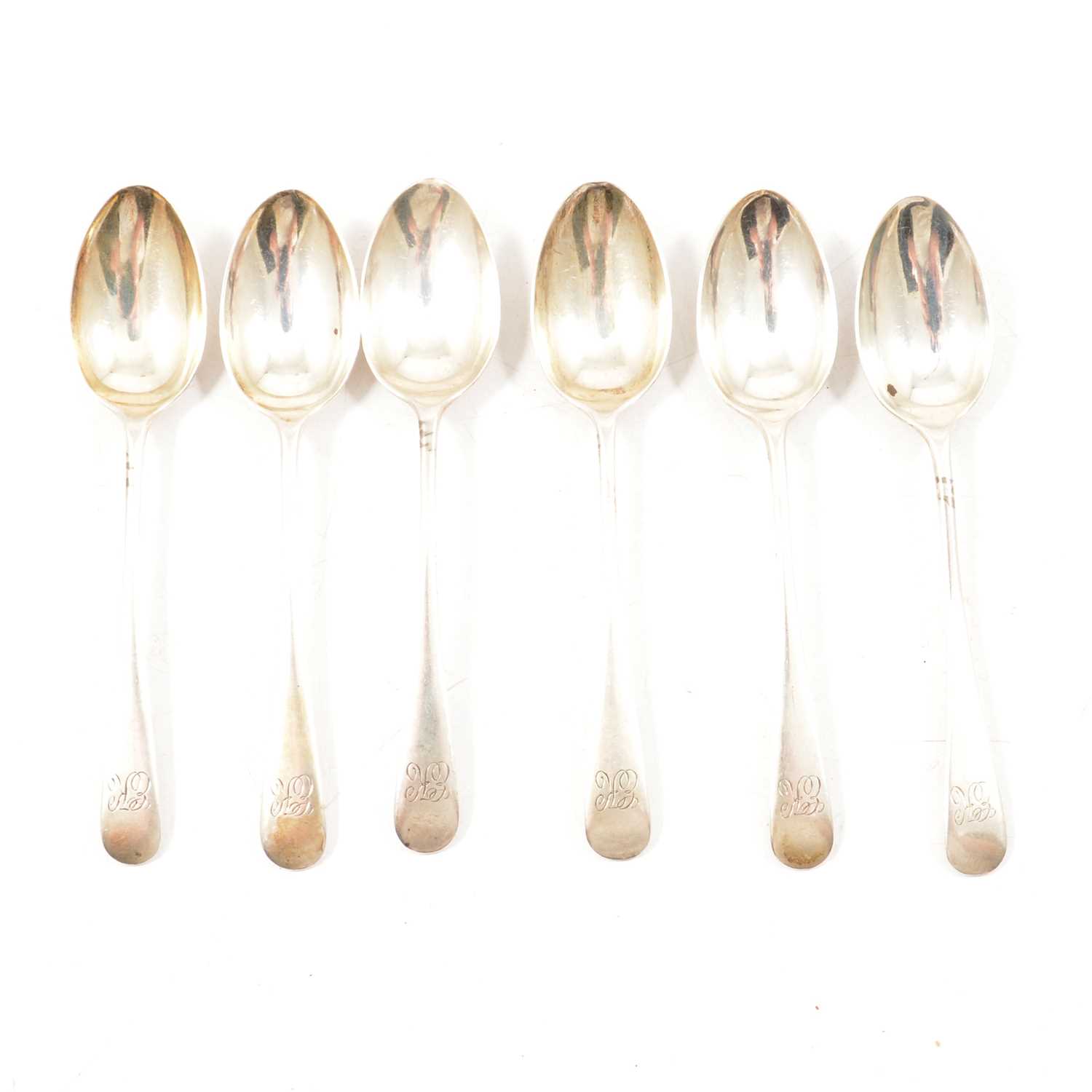 Lot 407 - Set of six Victorian silver teaspoons,