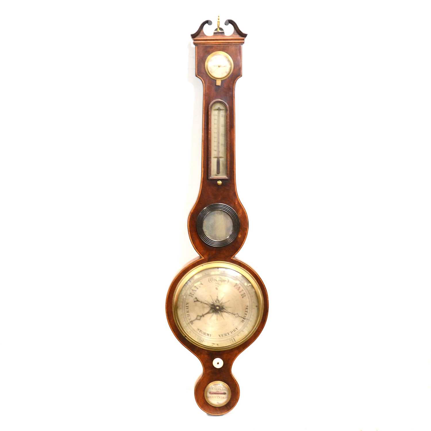 Lot 443 - Mahogany banjo barometer,
