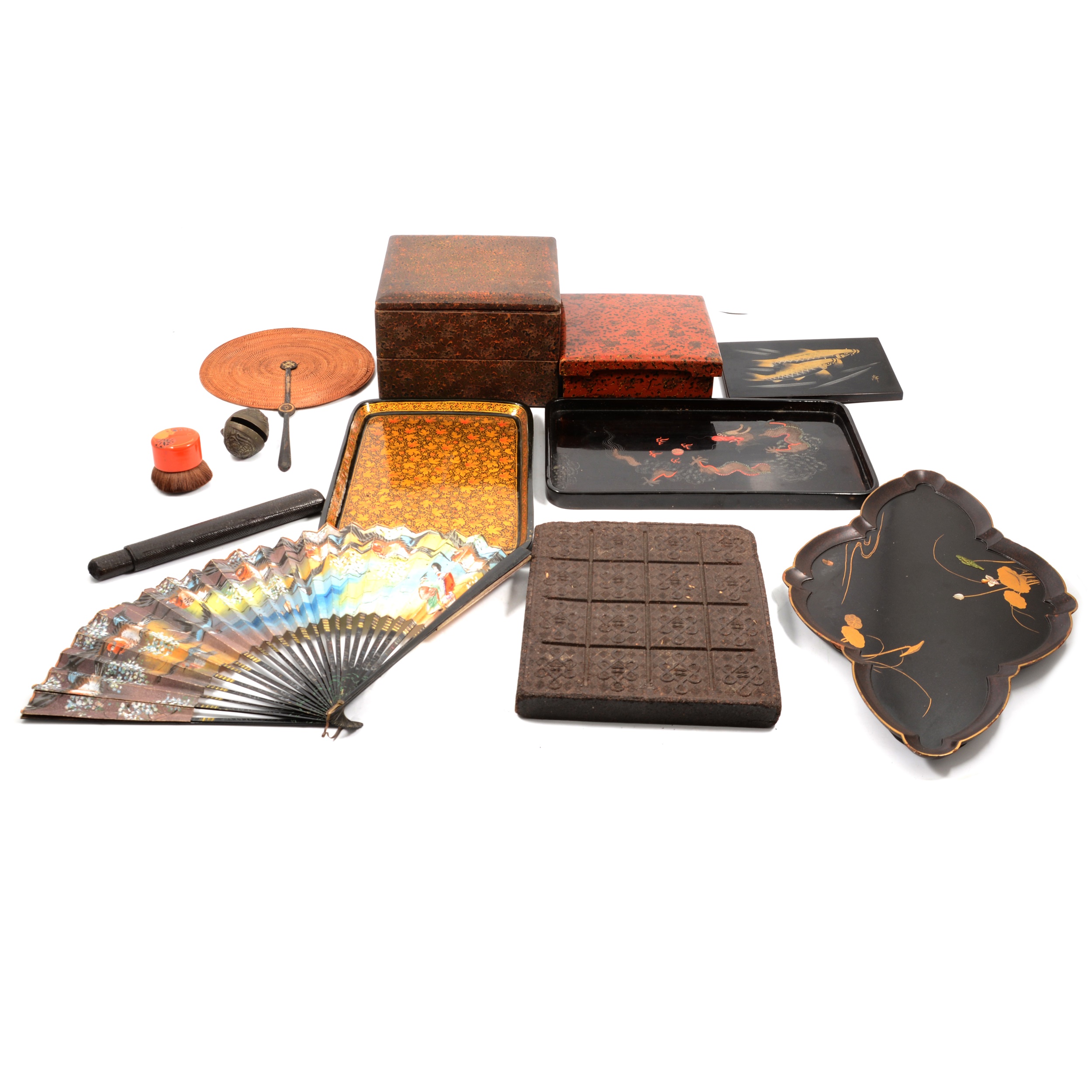 Lot 120 - Chinese tea block, Japanese trays, etc.,