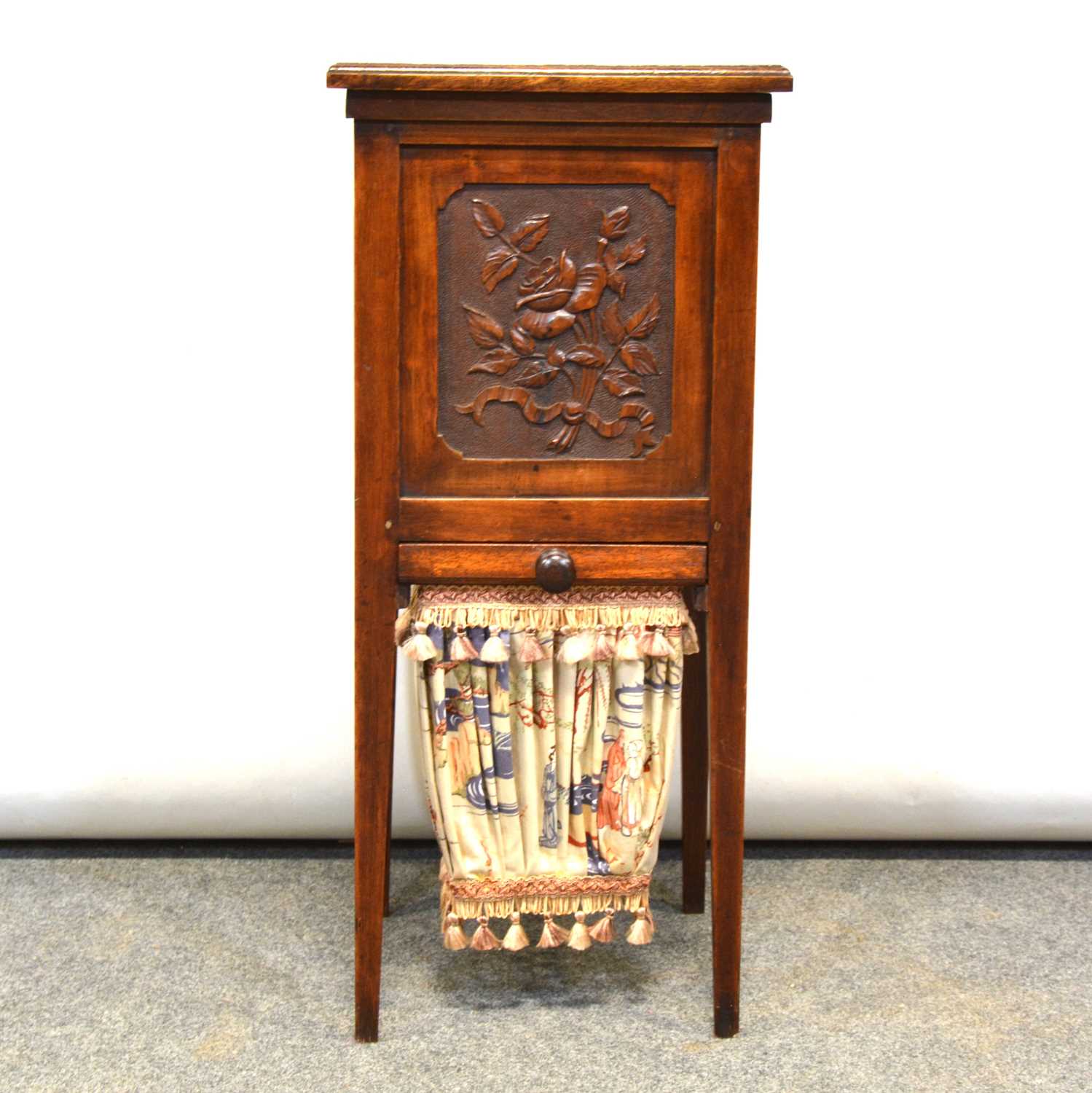 Lot 335 - Edwardian walnut work table,