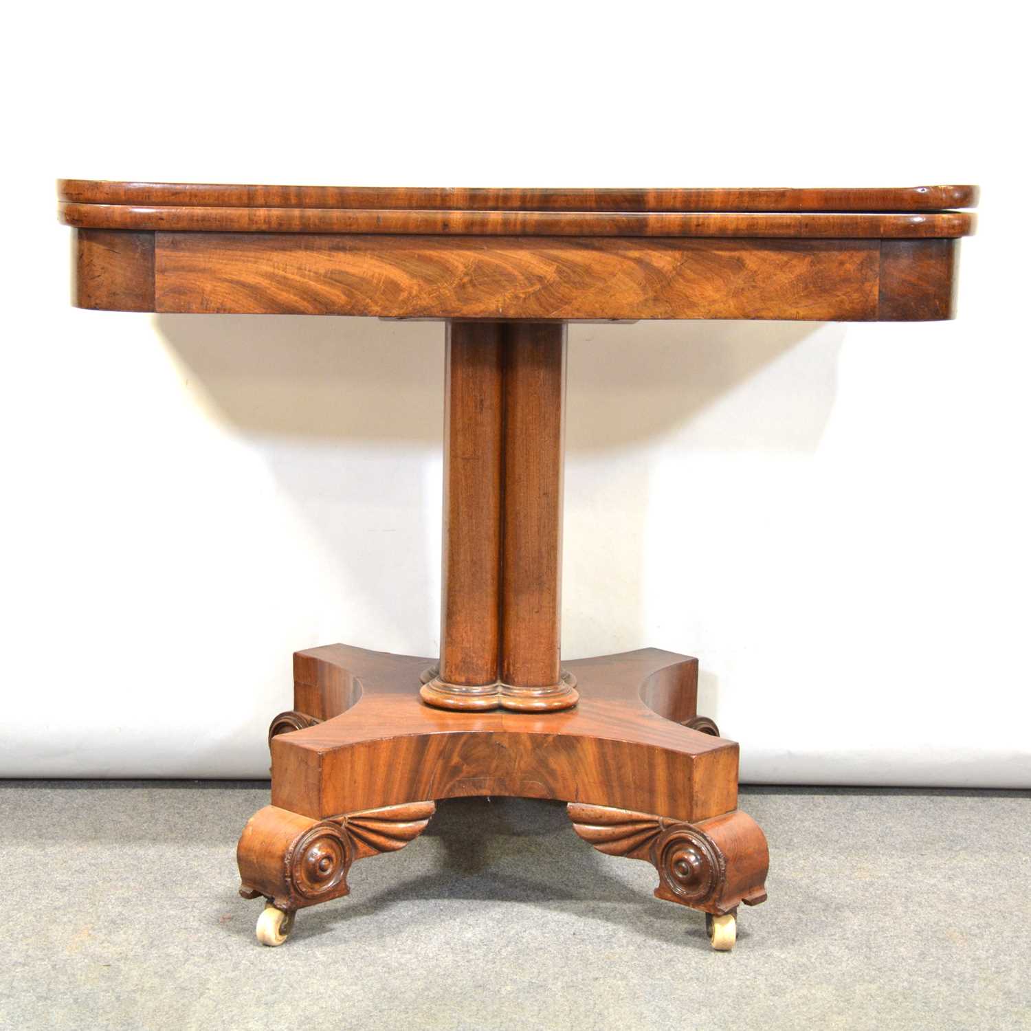 Lot 384 - Victorian mahogany foldover card table,