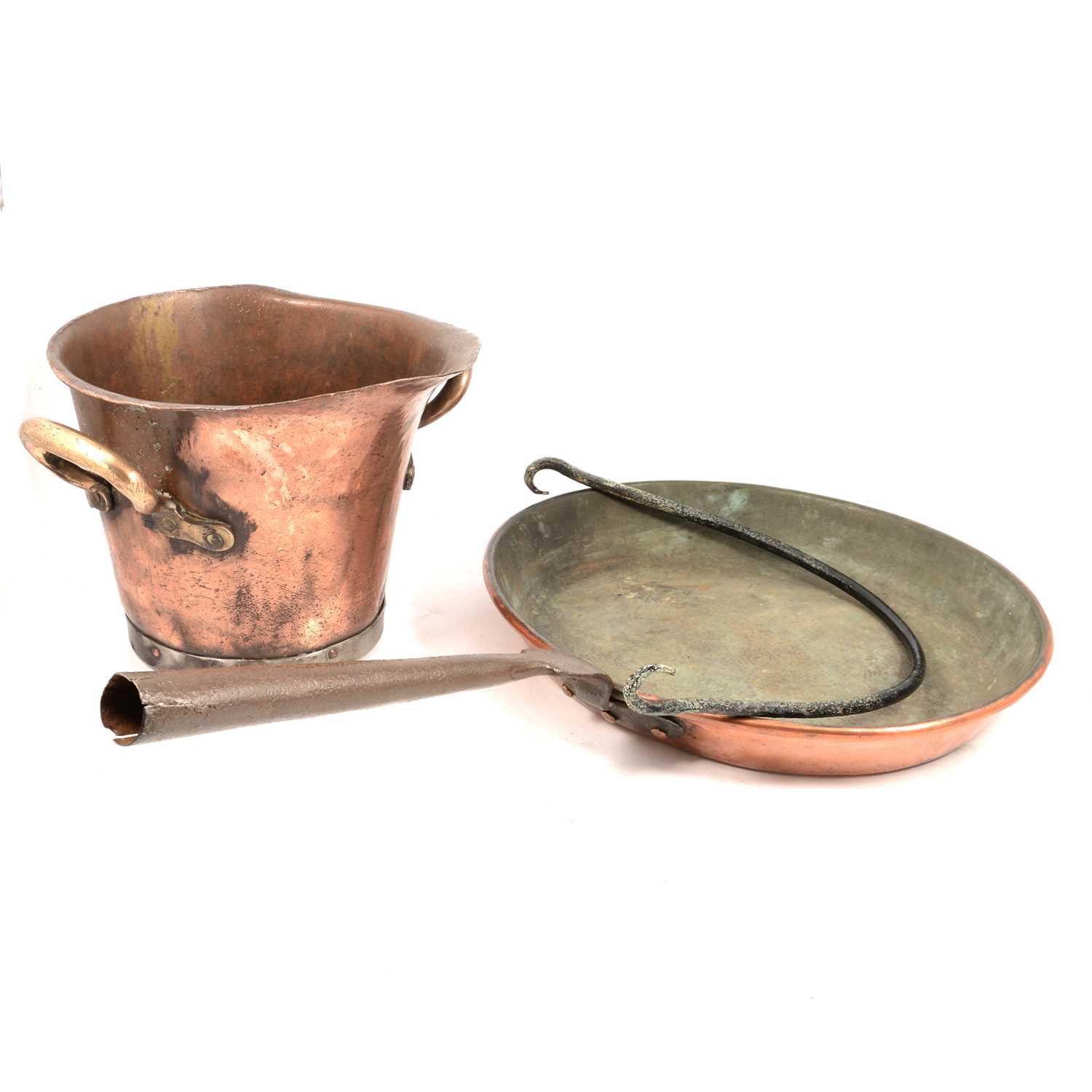 Lot 261 - Two large antique copper cooking pan and