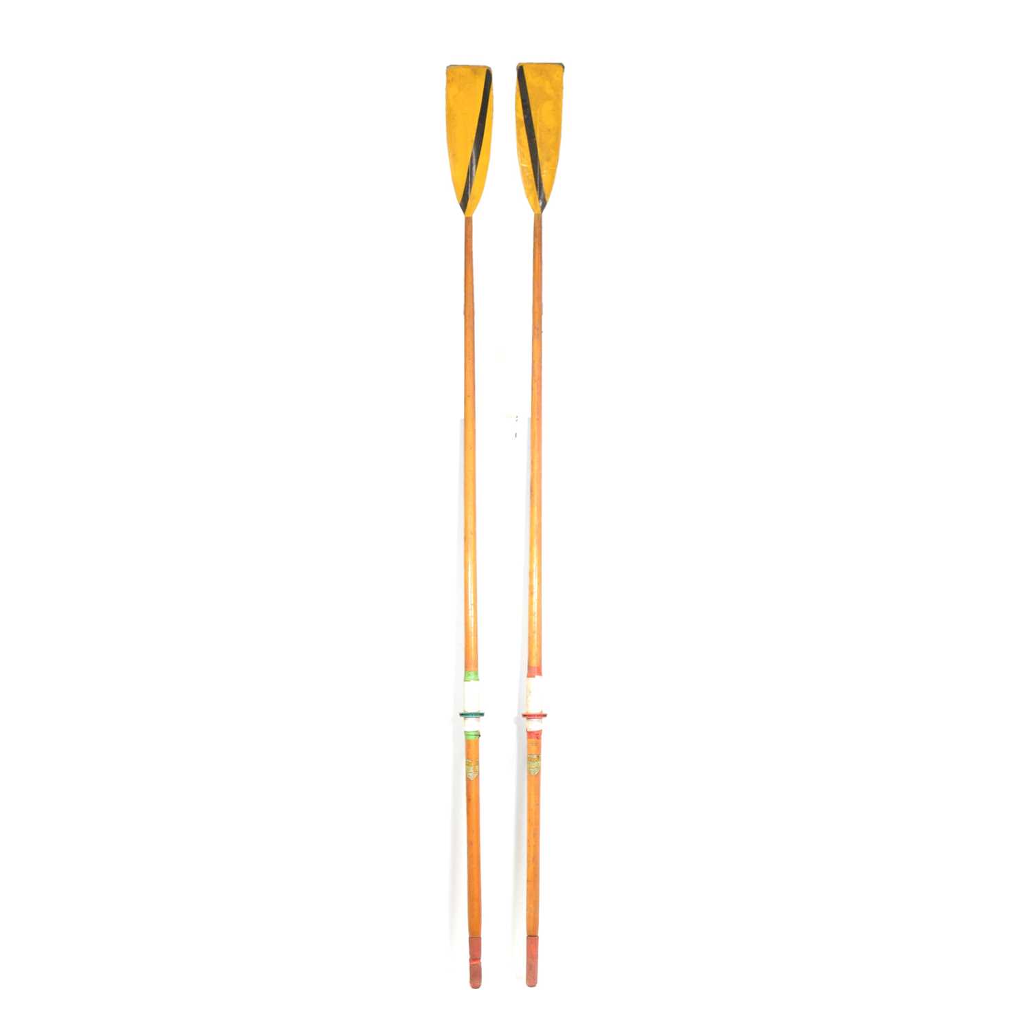 Lot 343 - Pair of rowing oars by E Ayling,