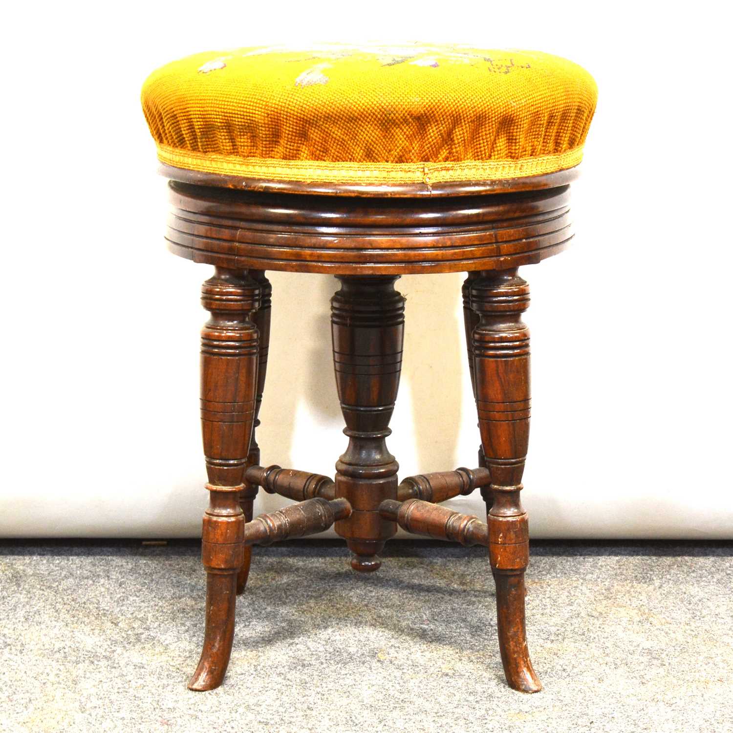 Lot 325 - Victorian walnut music stool,